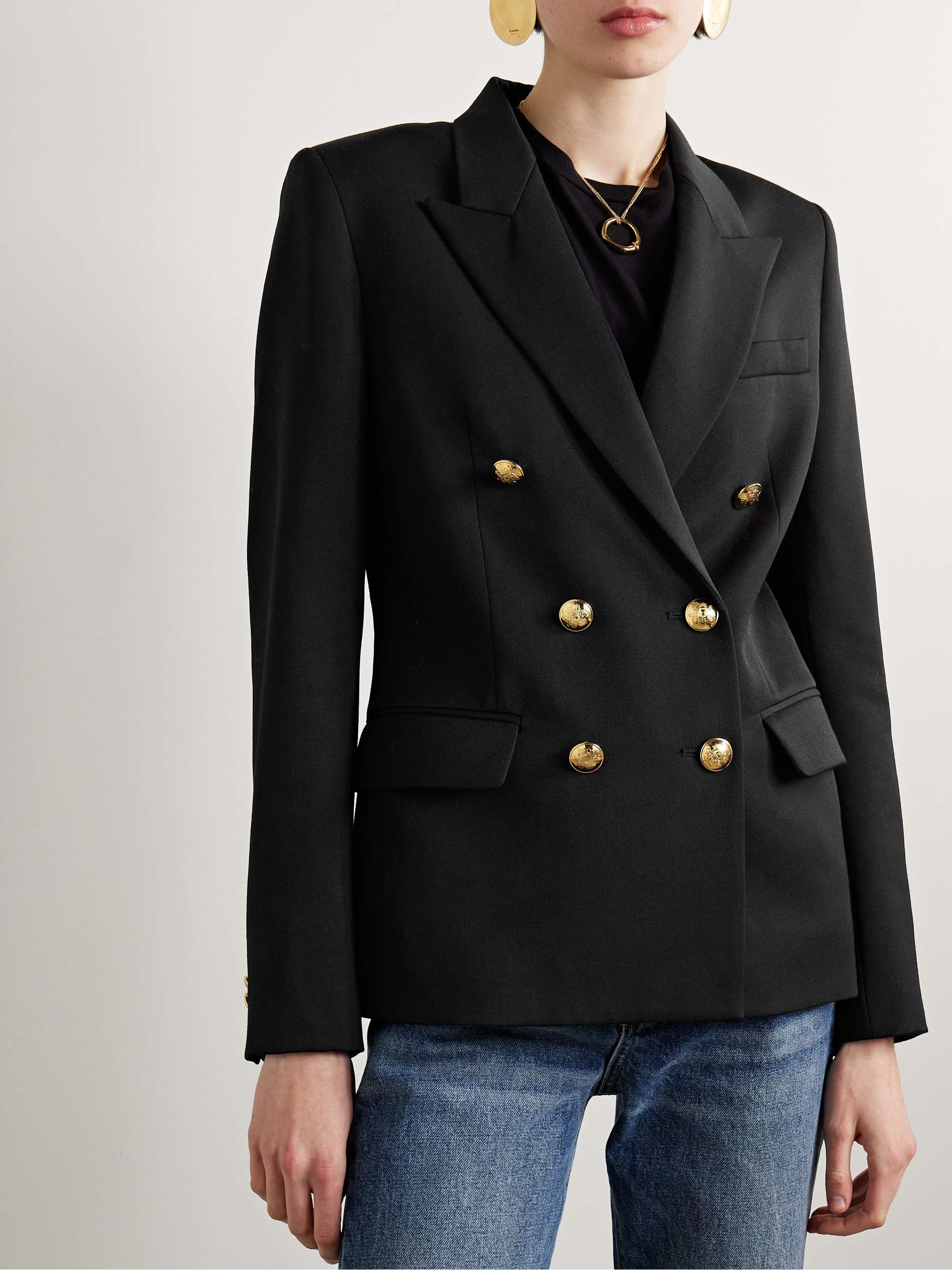 NILI LOTAN Vira double-breasted wool-twill blazer | NET-A-PORTER