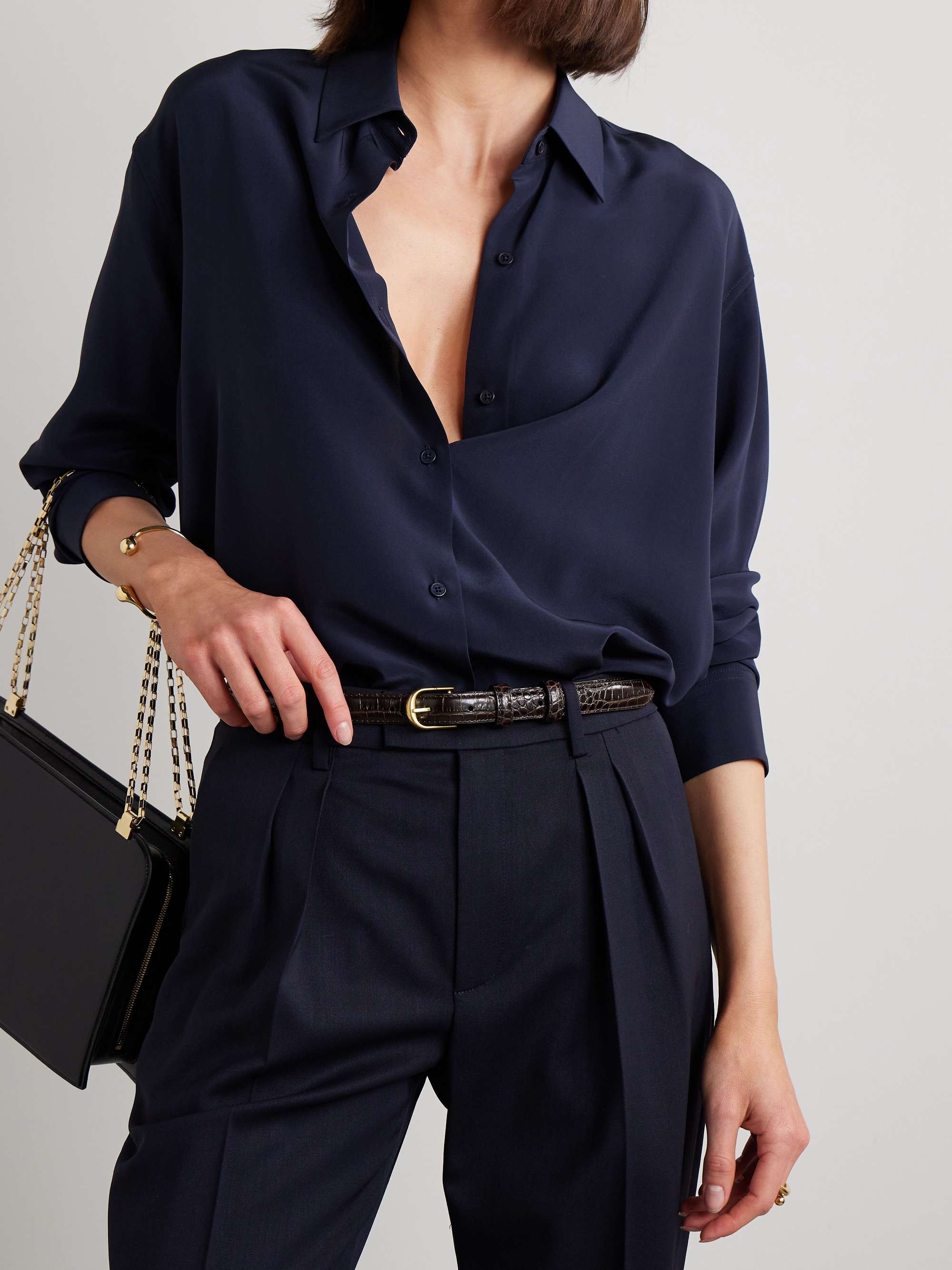 NILI LOTAN Jane croc-effect leather belt | NET-A-PORTER