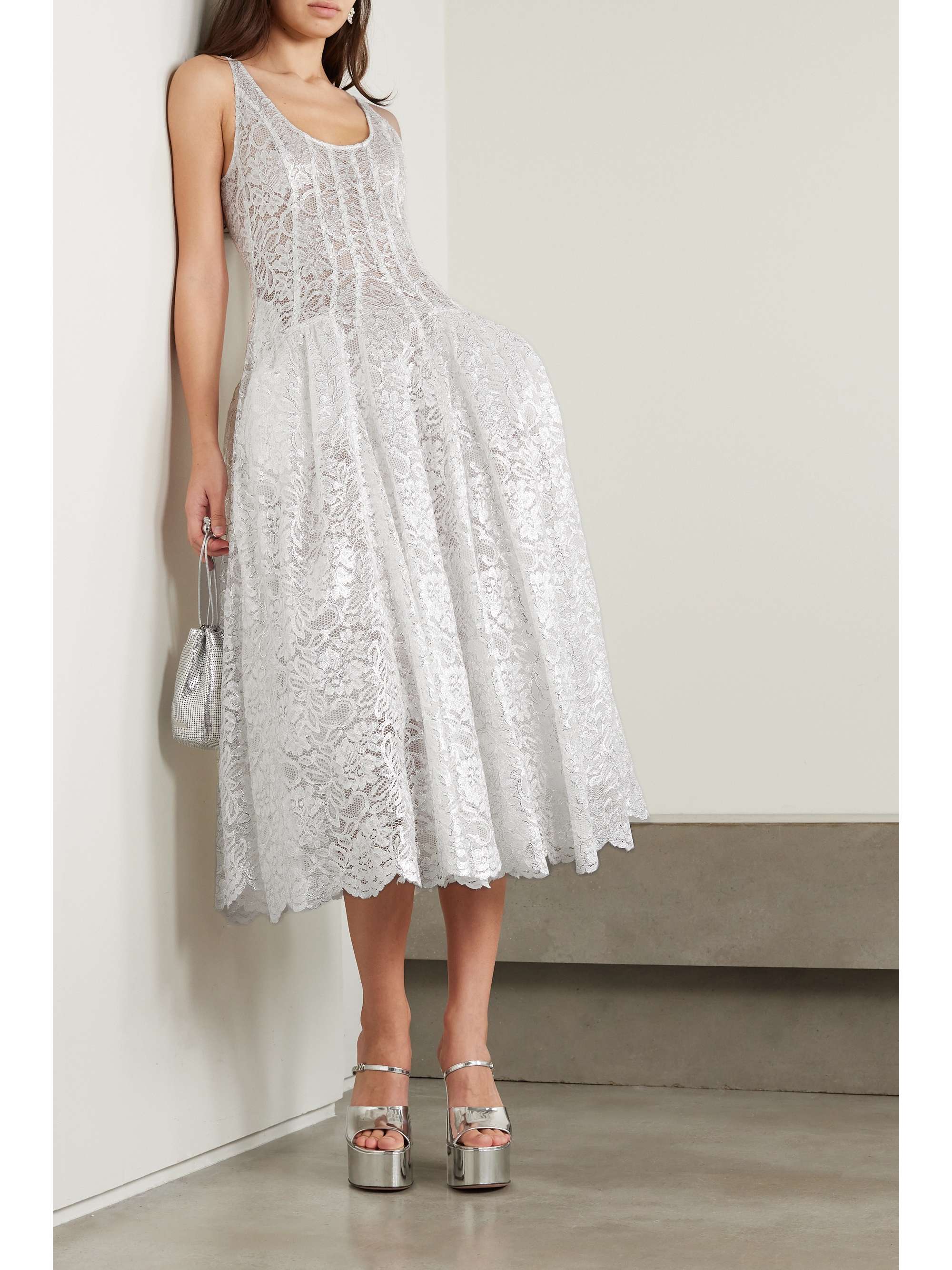 SIMONE ROCHA Metallic lace midi dress | NET-A-PORTER