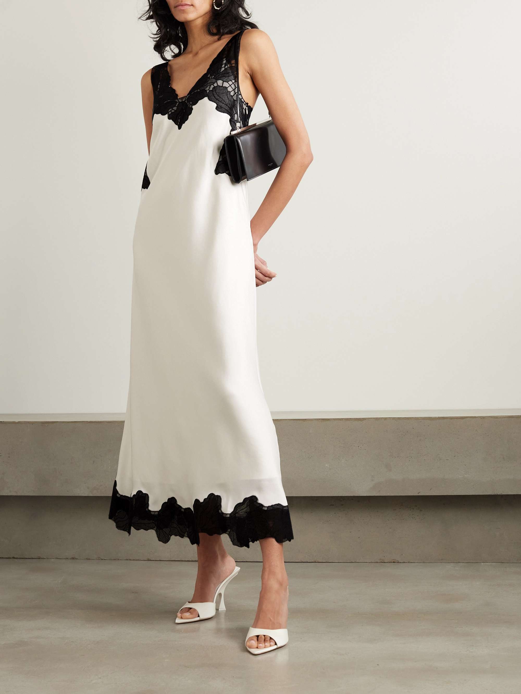 SIMKHAI Gwynn corded lace-trimmed satin maxi dress | NET-A-PORTER