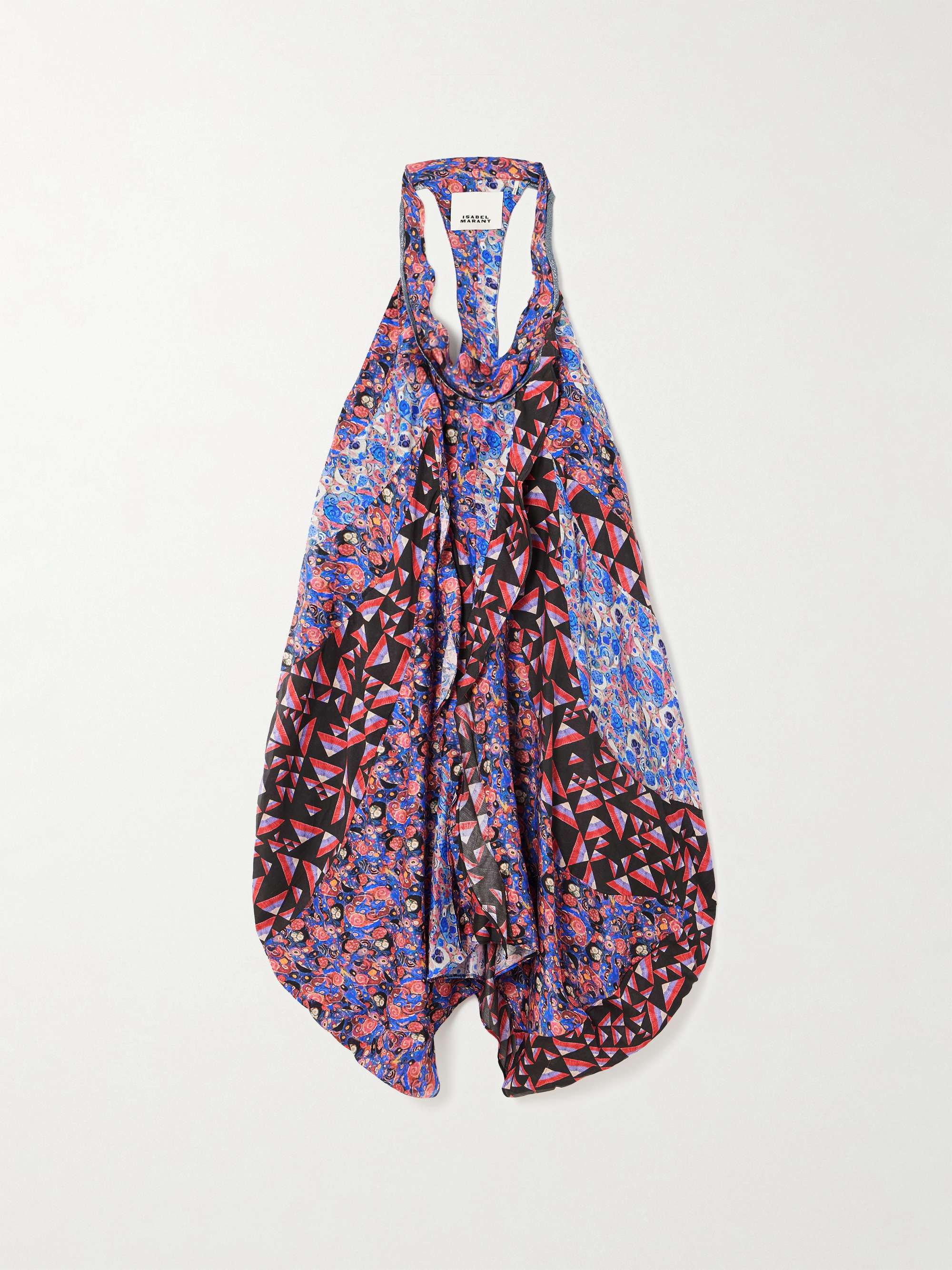 ISABEL MARANT Lisandre asymmetric draped ruffled printed chiffon mini dress | NET-A-PORTER