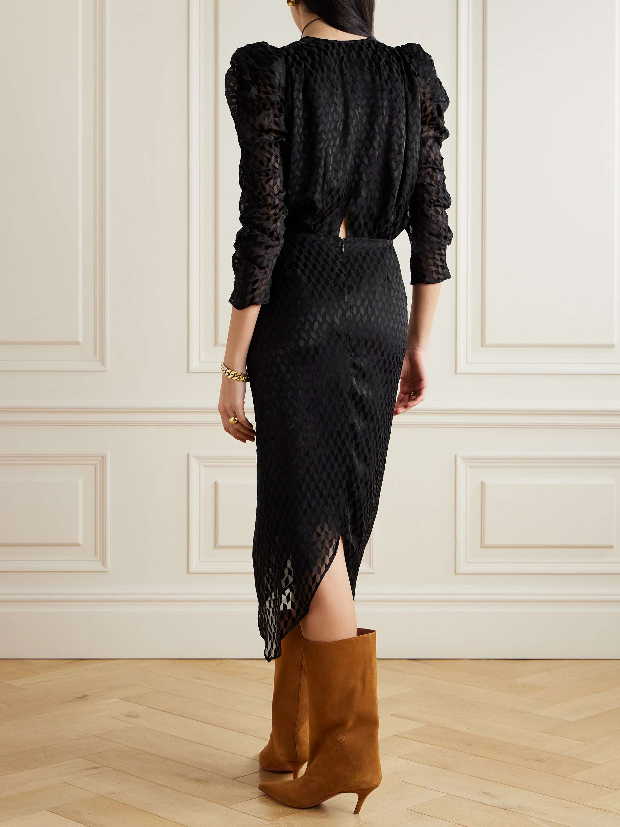 ISABEL MARANT Nemil ruched fil coupé midi dress | NET-A-PORTER