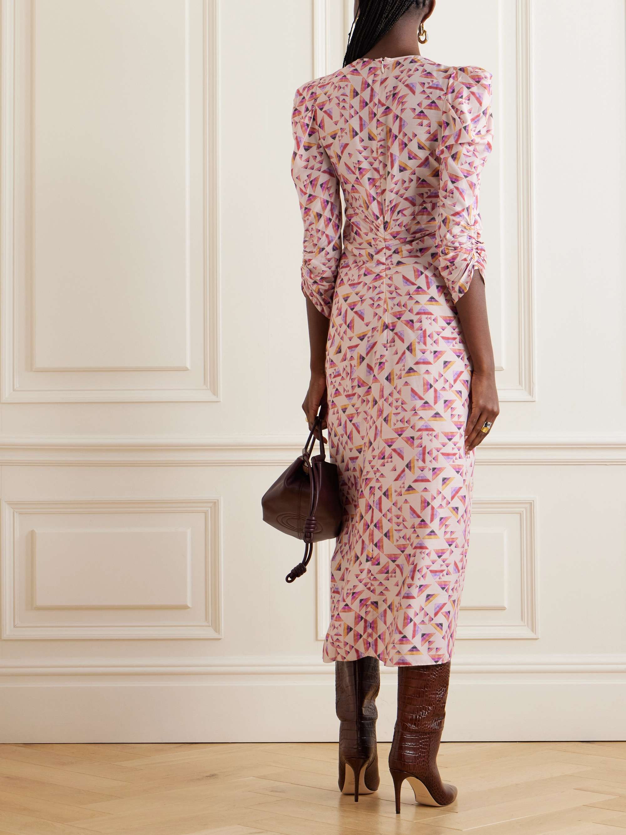 ISABEL MARANT Albini gathered printed voile midi dress | NET-A-PORTER