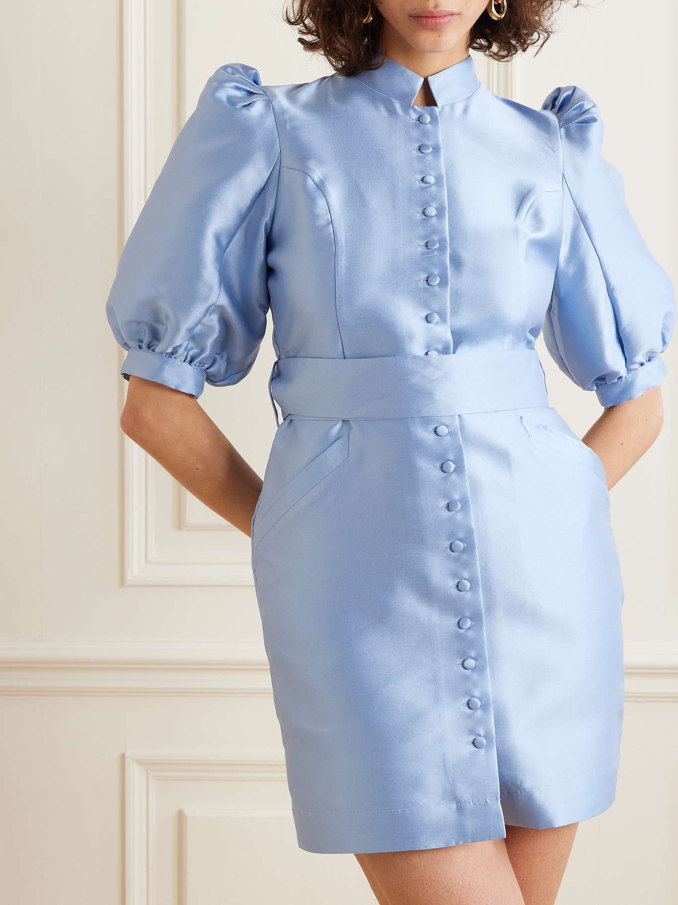 DESTREE Amoako belted satin mini dress | NET-A-PORTER