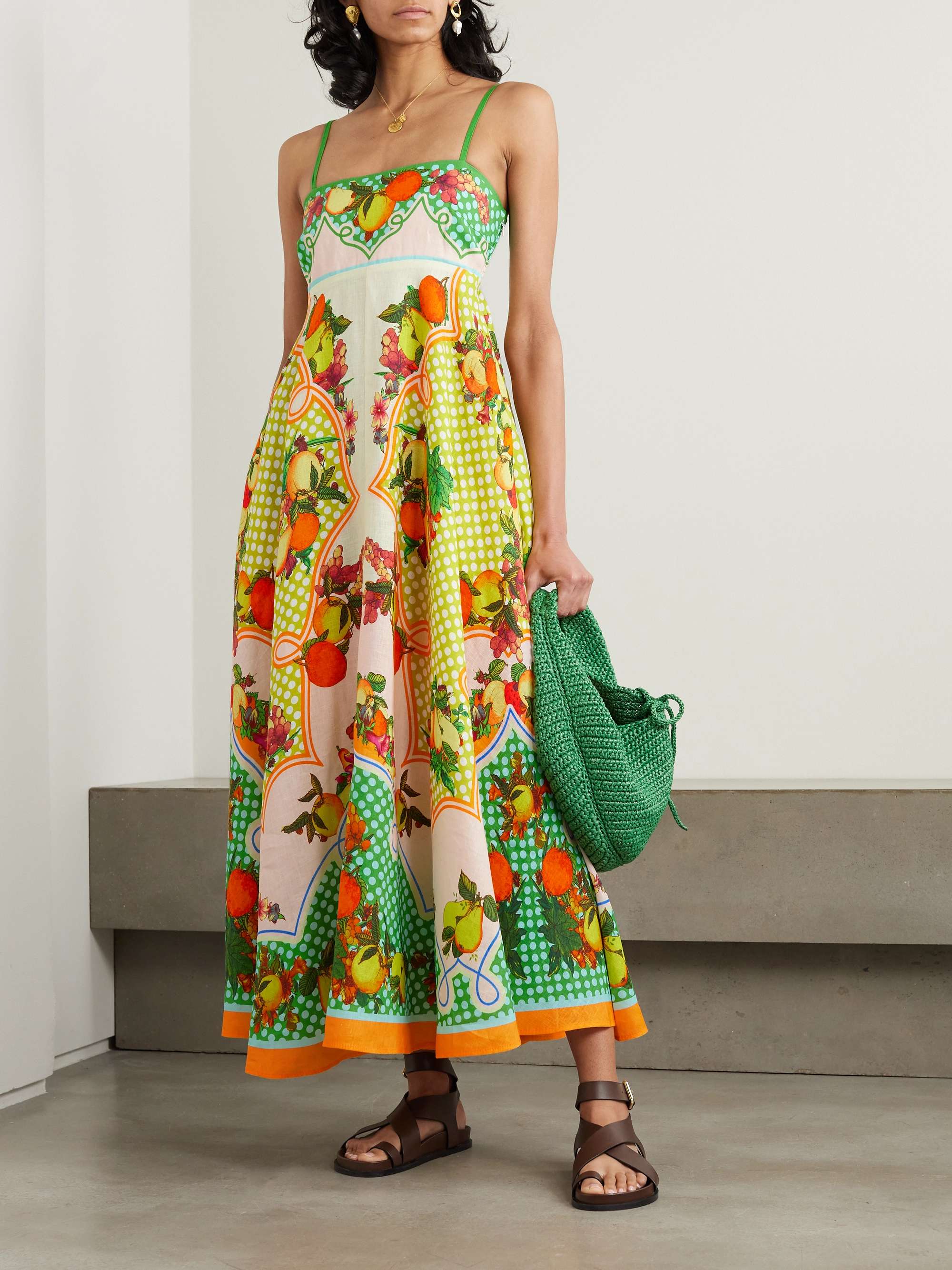ALÉMAIS Lemonis printed linen midi dress | NET-A-PORTER