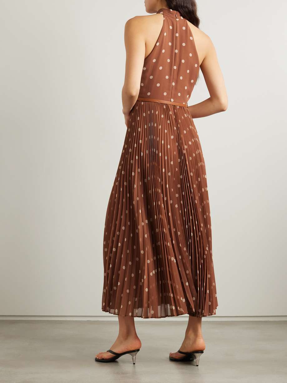 ZIMMERMANN Belted pleated polka-dot recycled-chiffon midi dress | NET-A ...