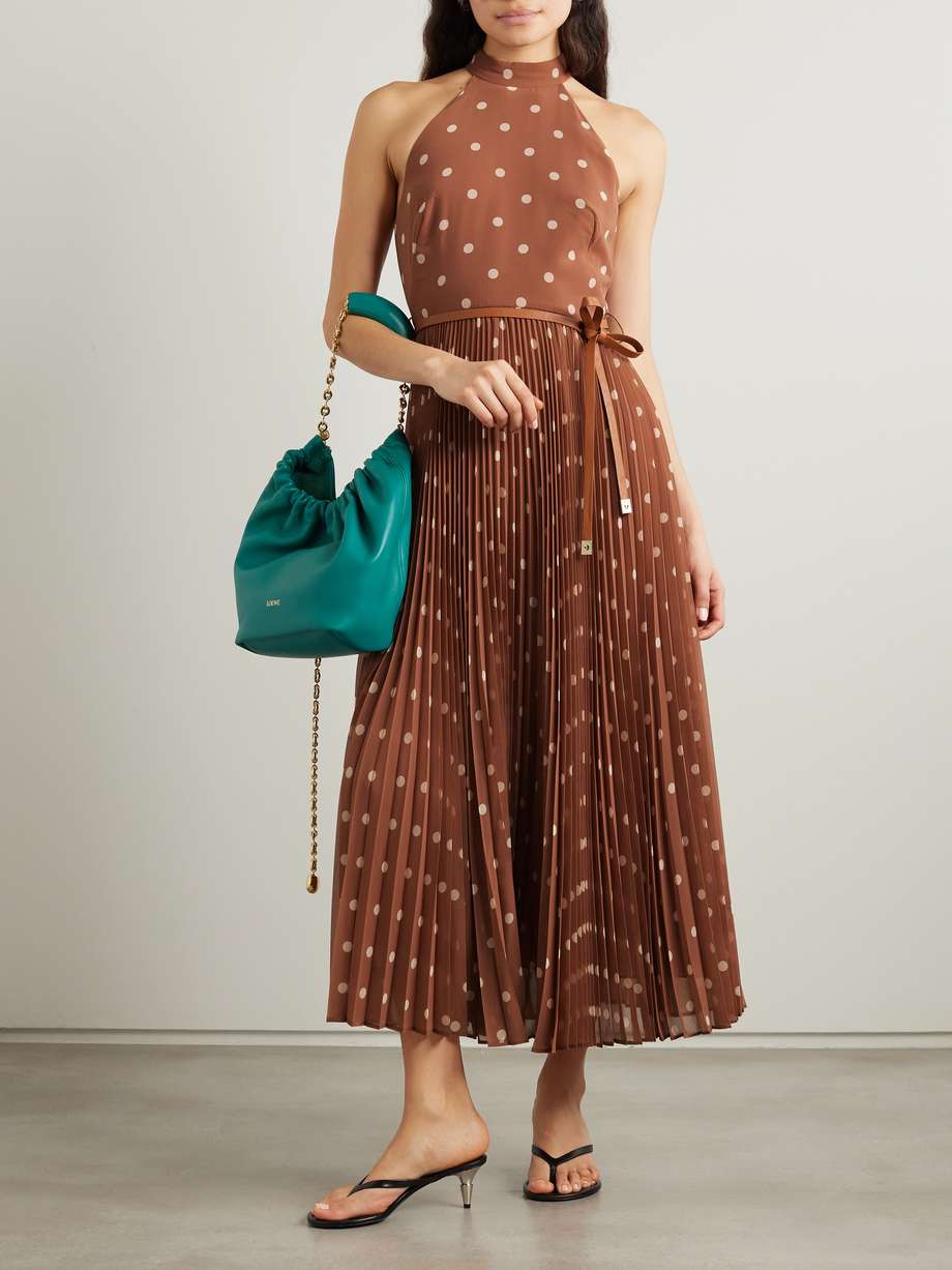 ZIMMERMANN Belted pleated polka-dot recycled-chiffon midi dress | NET-A ...