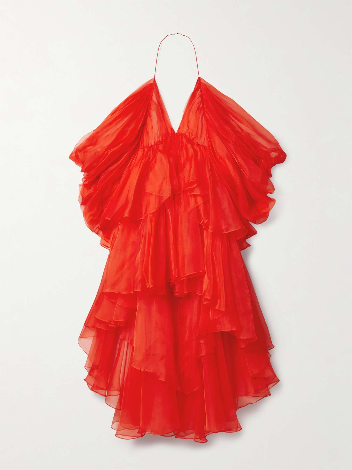 Zimmermann Natura Tiered Gathered Silk Organza Halterneck Mini Dress
