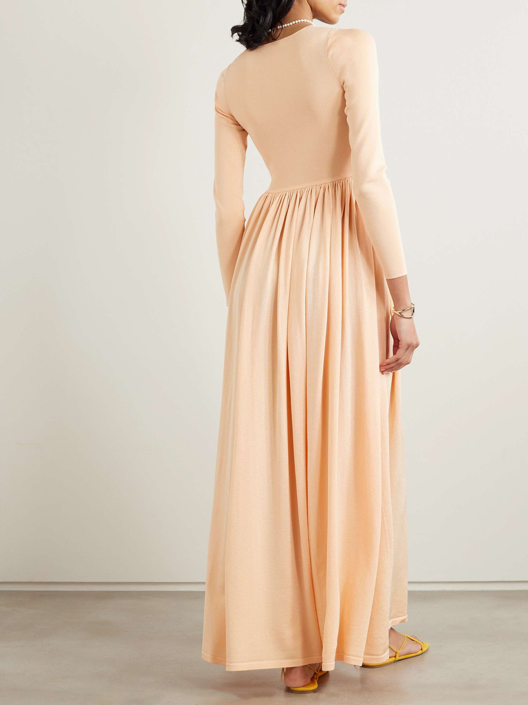 ZIMMERMANN Natura gathered metallic stretch-knit maxi dress | NET-A-PORTER