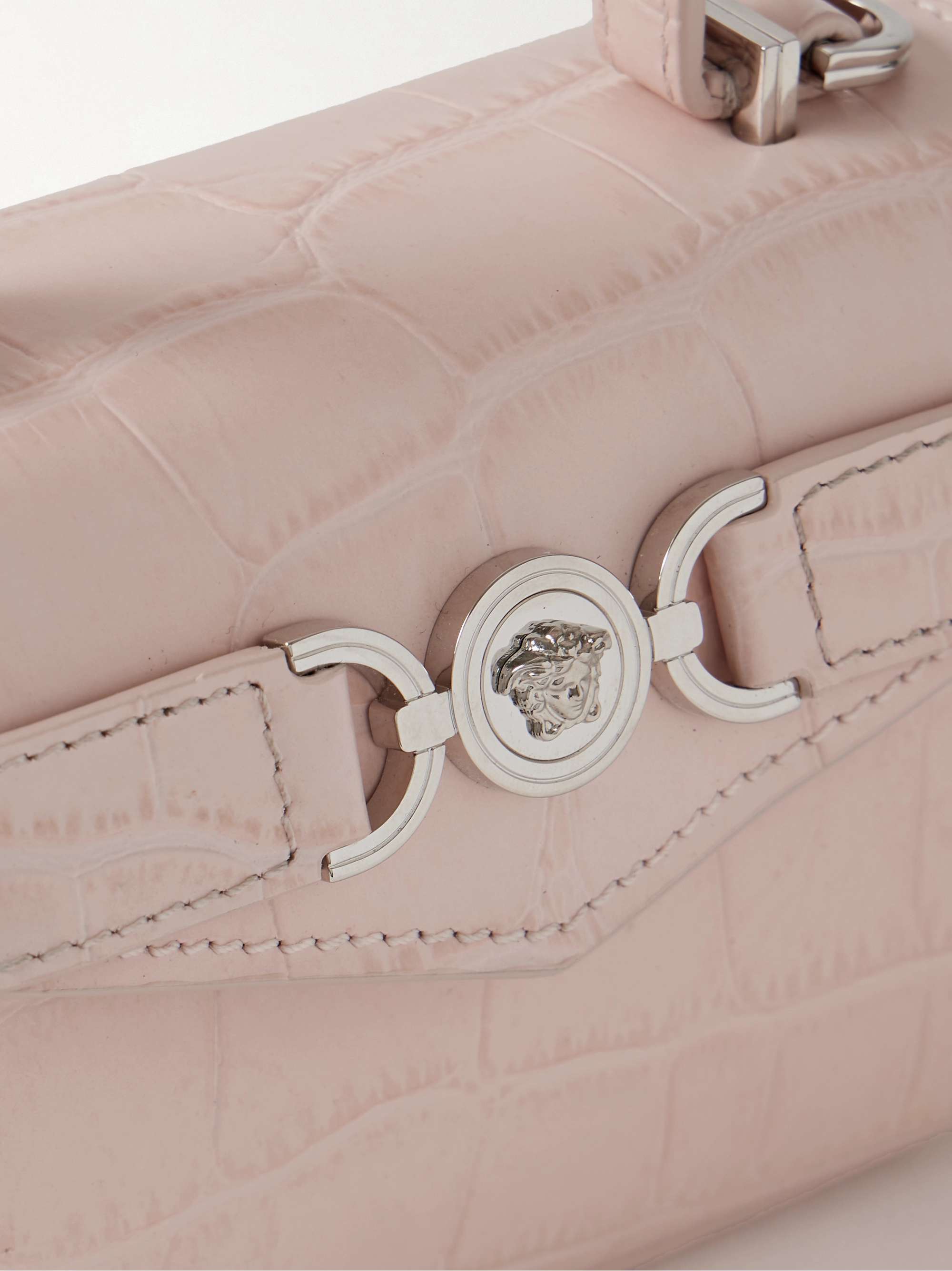 VERSACE Mini embellished croc-effect leather shoulder bag | NET-A-PORTER