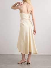 A.L.C. Silvia asymmetrical crochet-trimmed ruched linen-blend twill ...