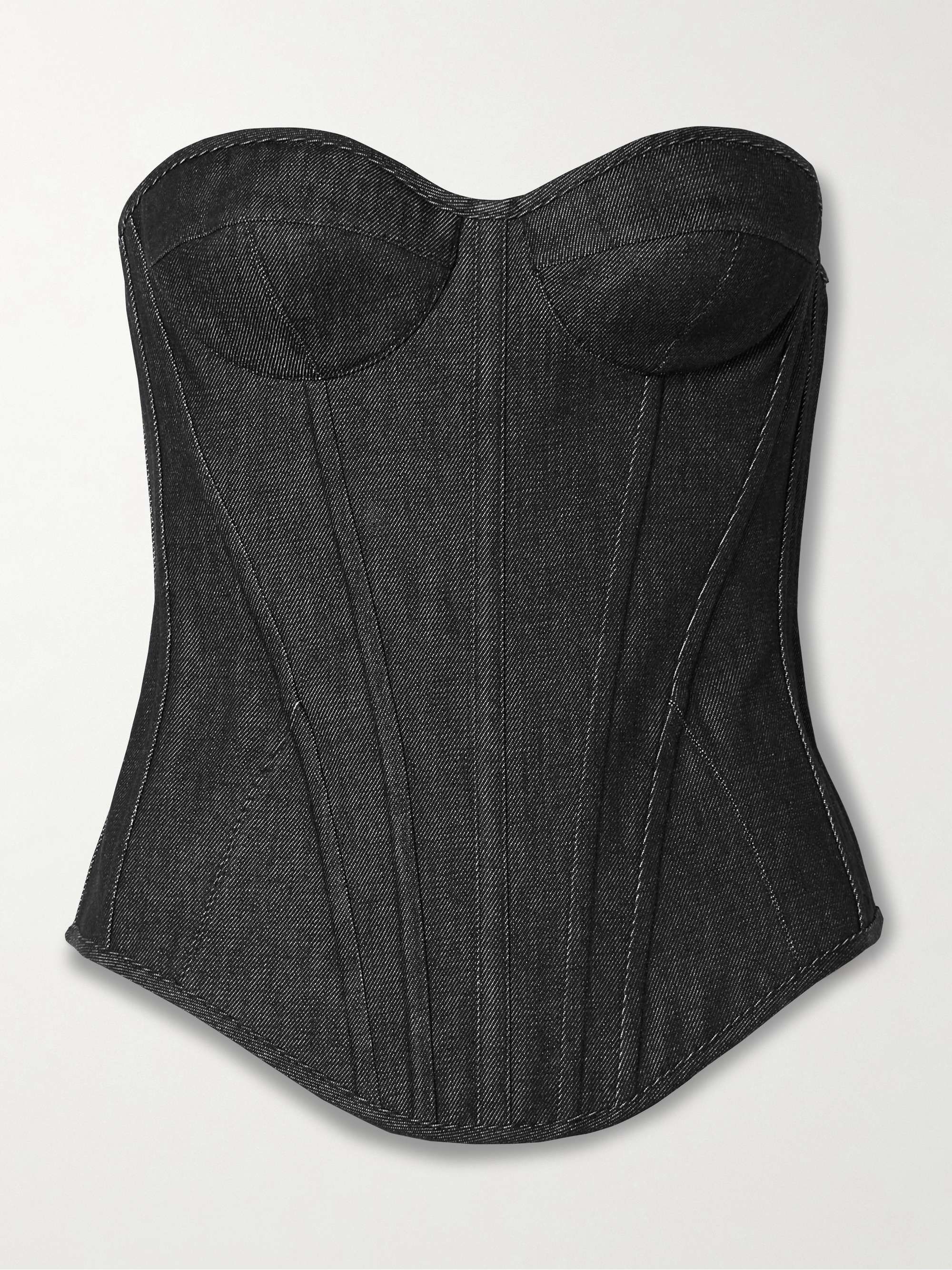 ROSAMOSARIO Strapless denim bustier top | NET-A-PORTER