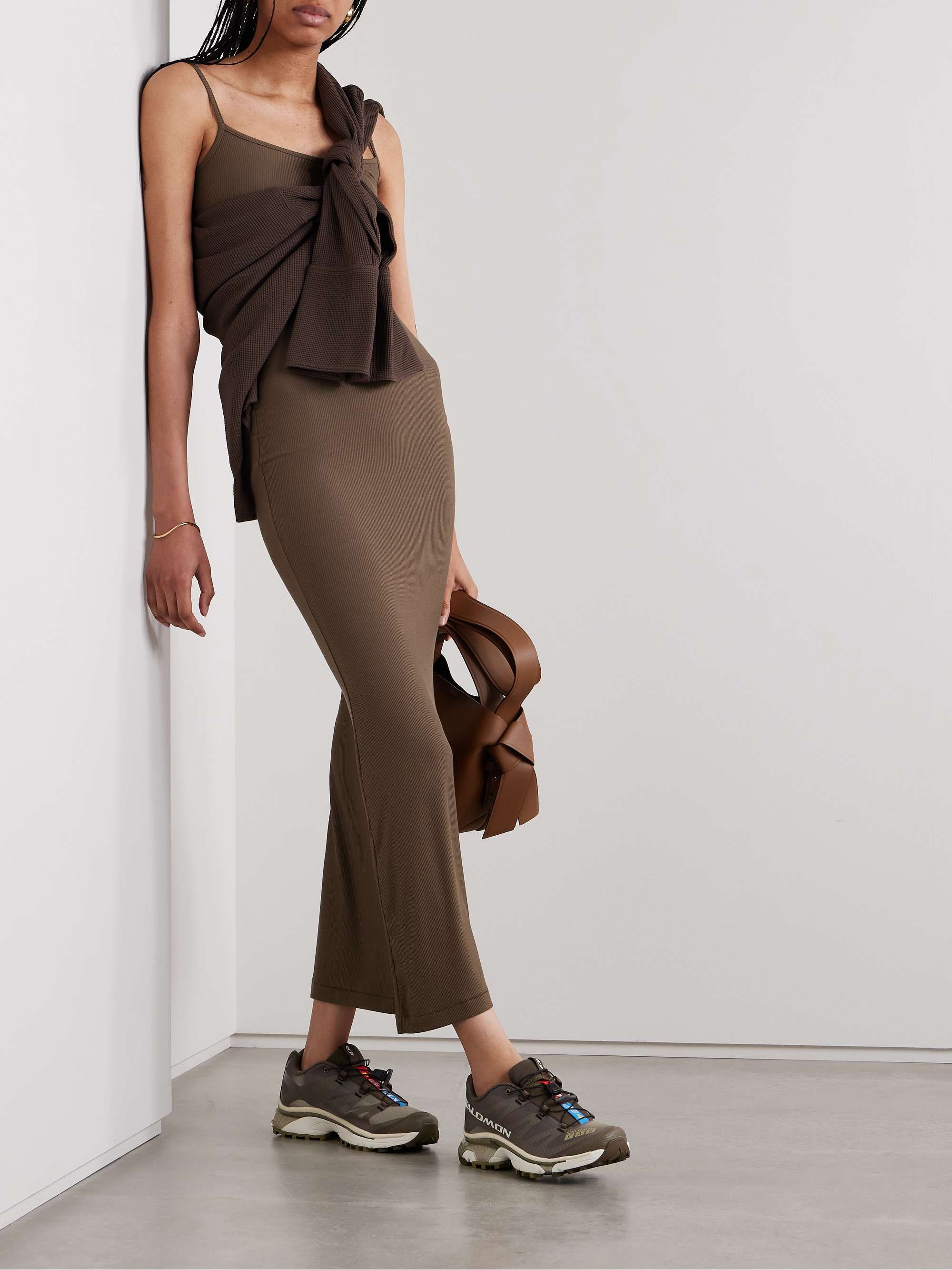 SKIMS Soft Lounge Rib Long stretch-modal slip dress - Oxide | NET-A-PORTER