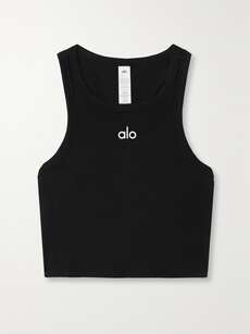 ALO YOGA Aspire cropped ribbed stretch-cotton jersey tank | NET-A-PORTER