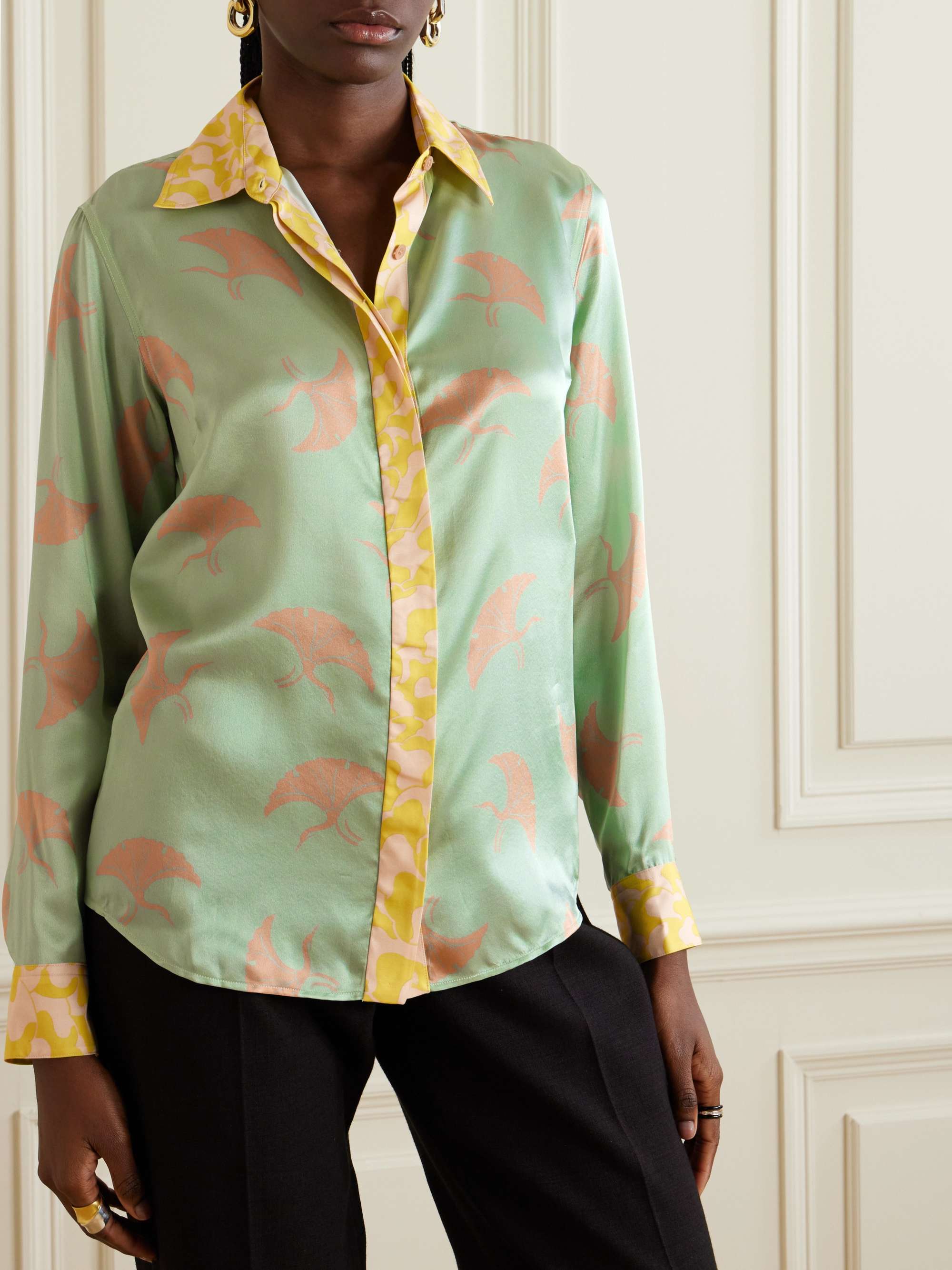 DRIES VAN NOTEN Printed silk-blend satin shirt | NET-A-PORTER