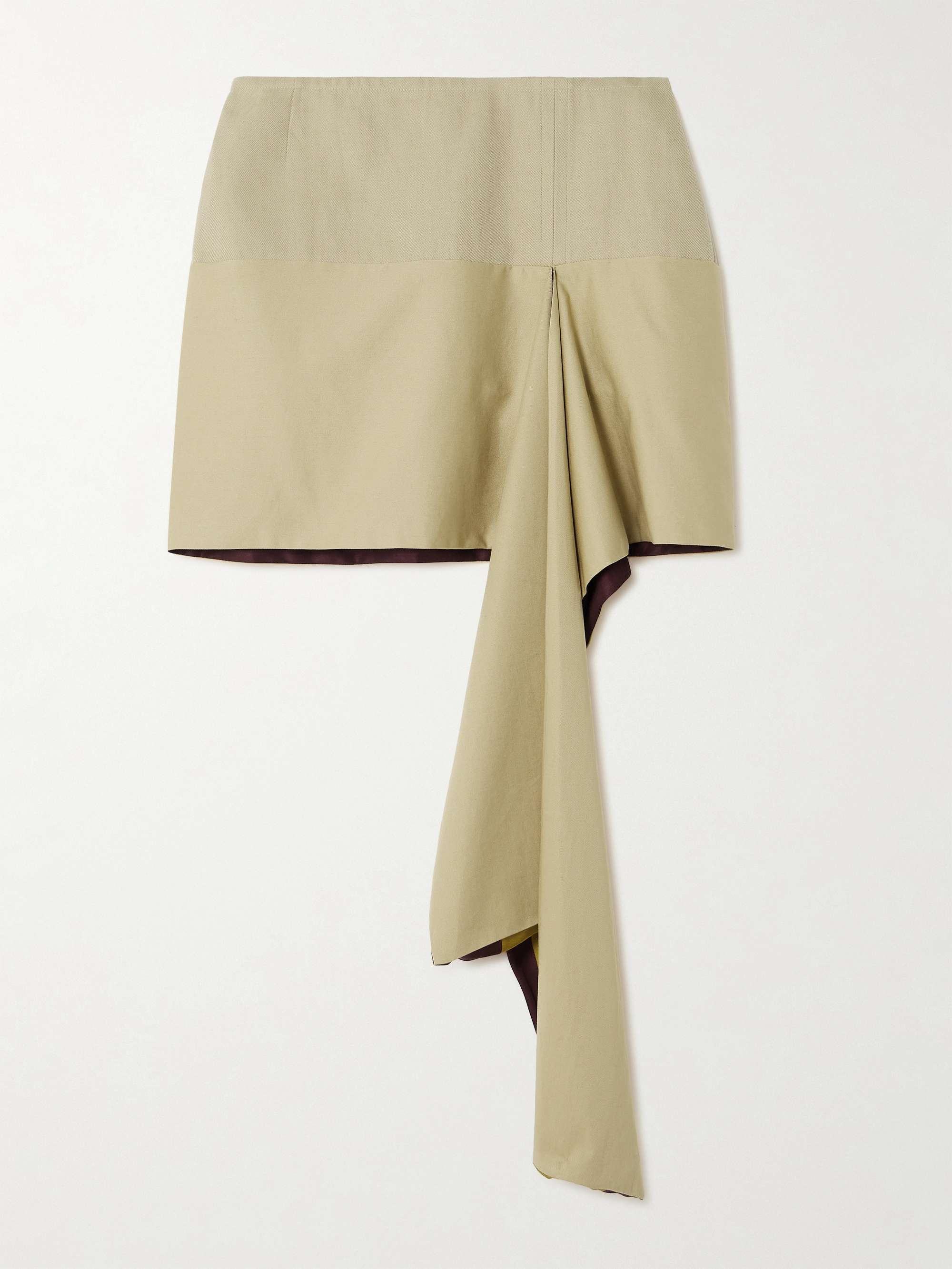 DRIES VAN NOTEN Asymmetric draped twill and satin-twill mini skirt ...