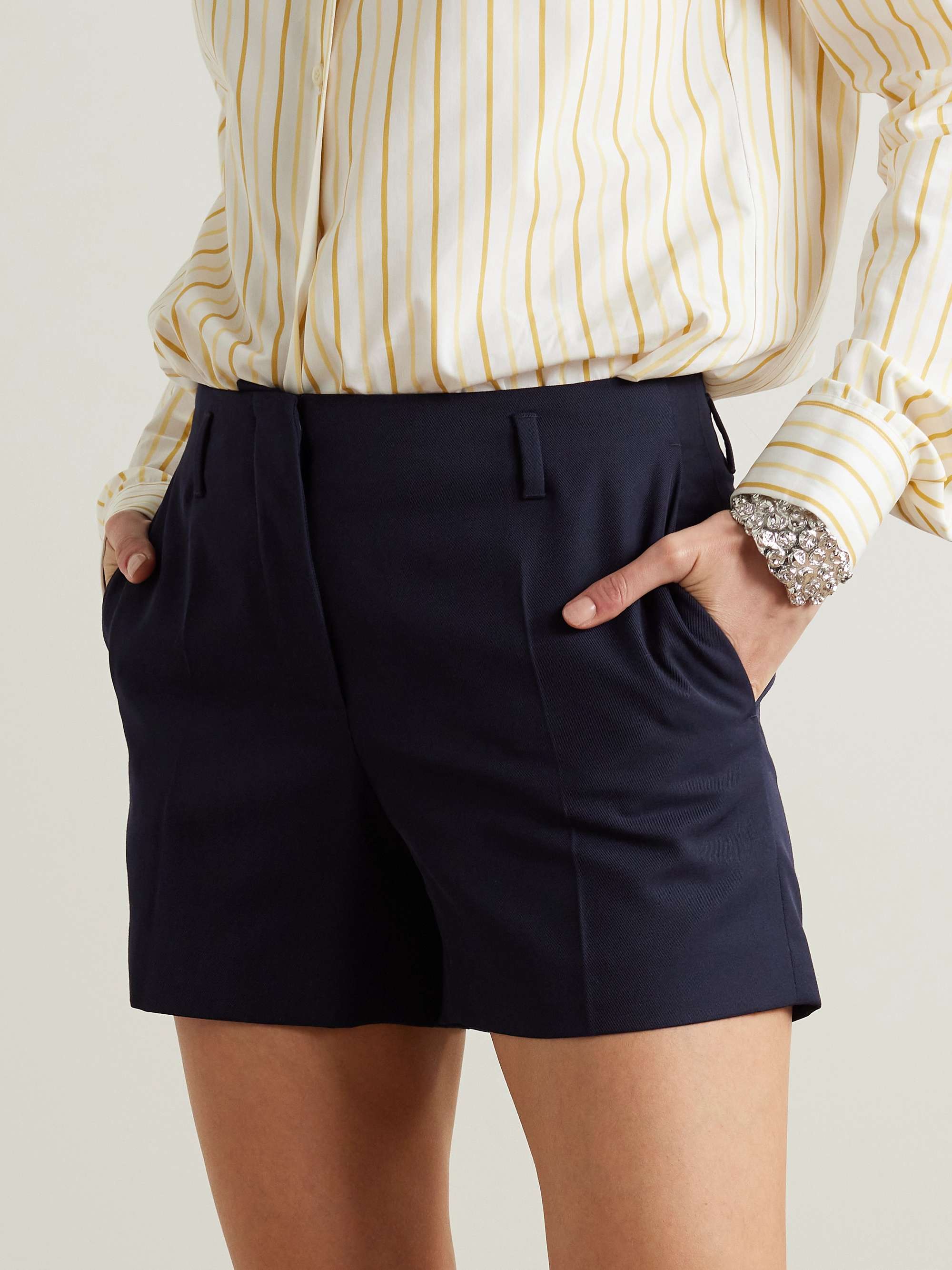 Dries Van Noten Pleated Twill Shorts Net A Porter