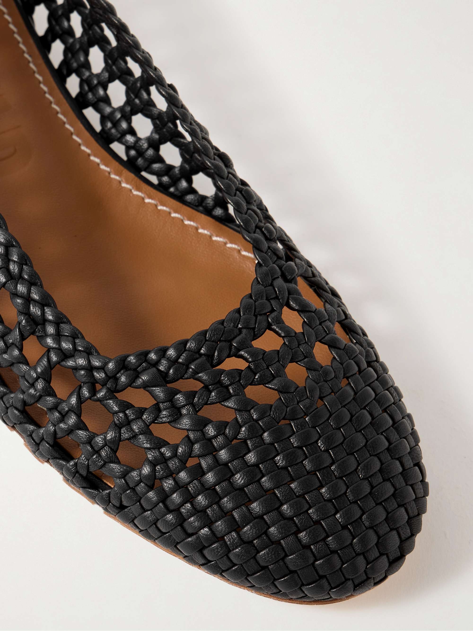 STAUD Nell woven leather ballet flats | NET-A-PORTER