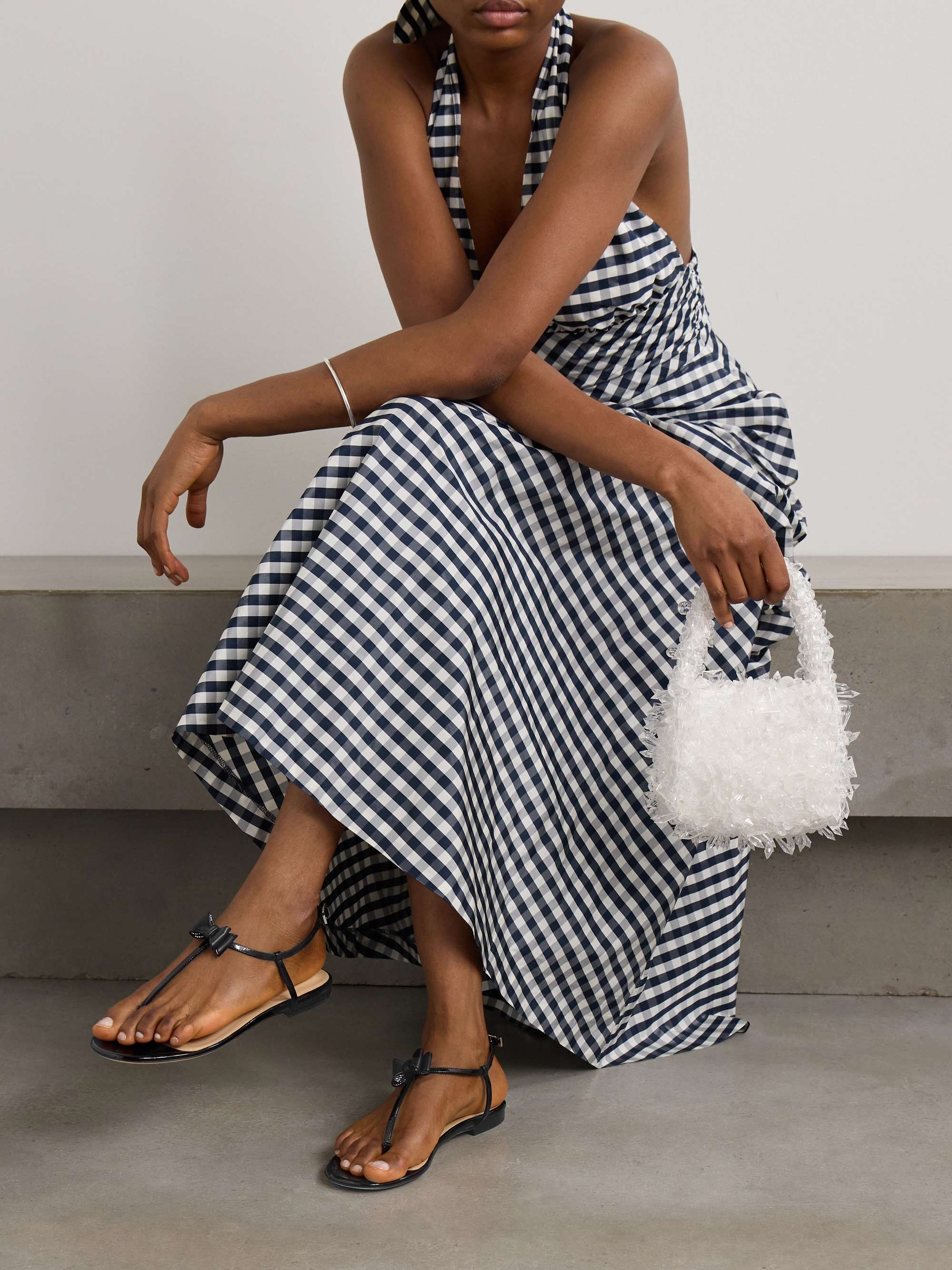 MACH & MACH Petite Cadeau crystal and bow-embellished patent-leather ...