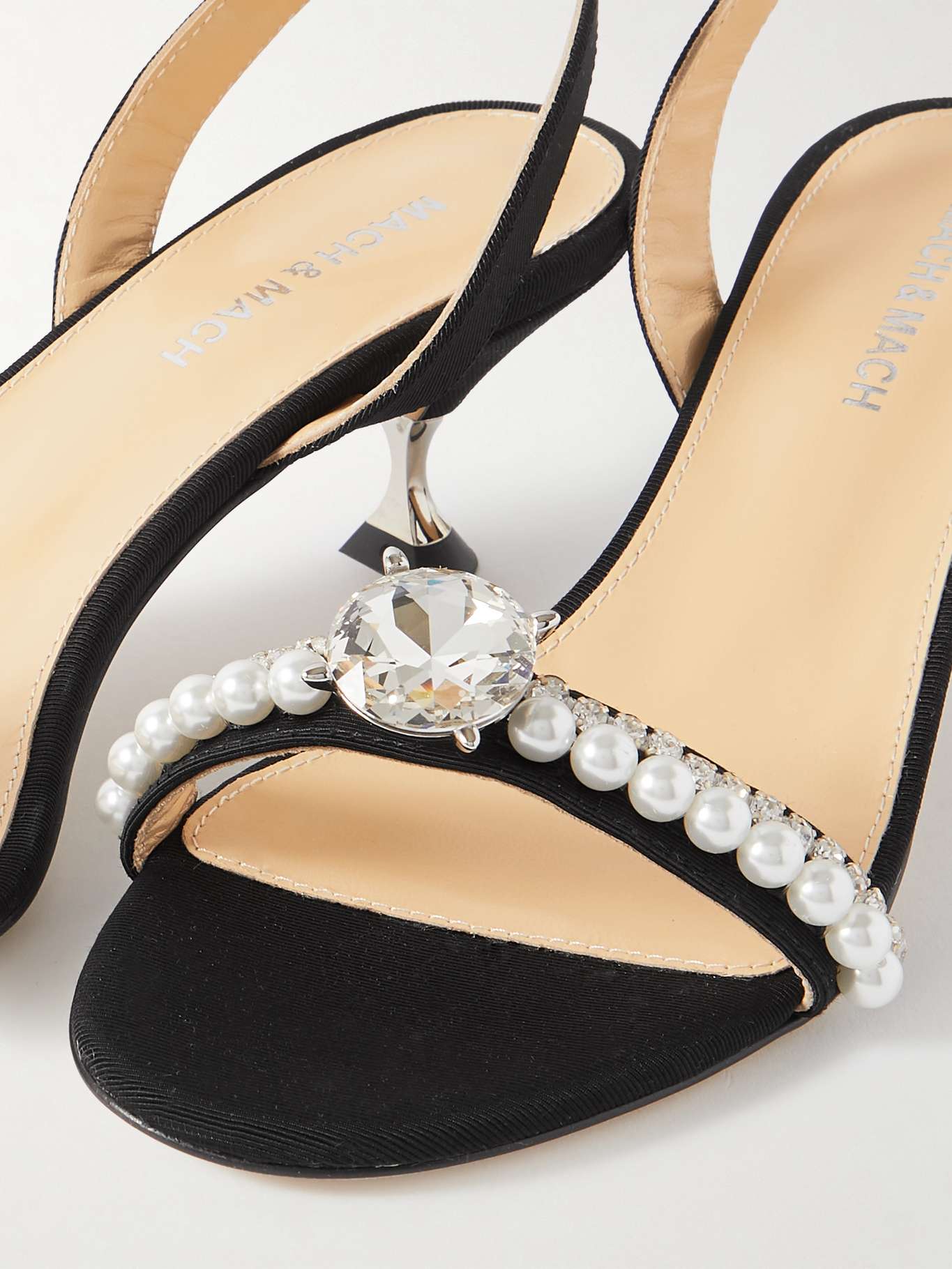 MACH & MACH Diamond of Elizabeth embellished faille slingback sandals ...