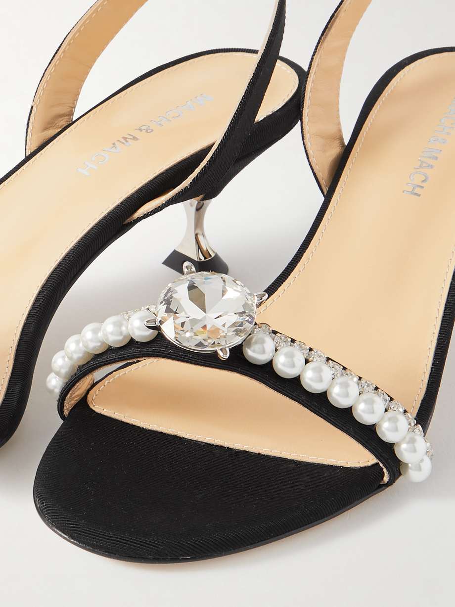 MACH & MACH Diamond of Elizabeth embellished faille slingback sandals ...