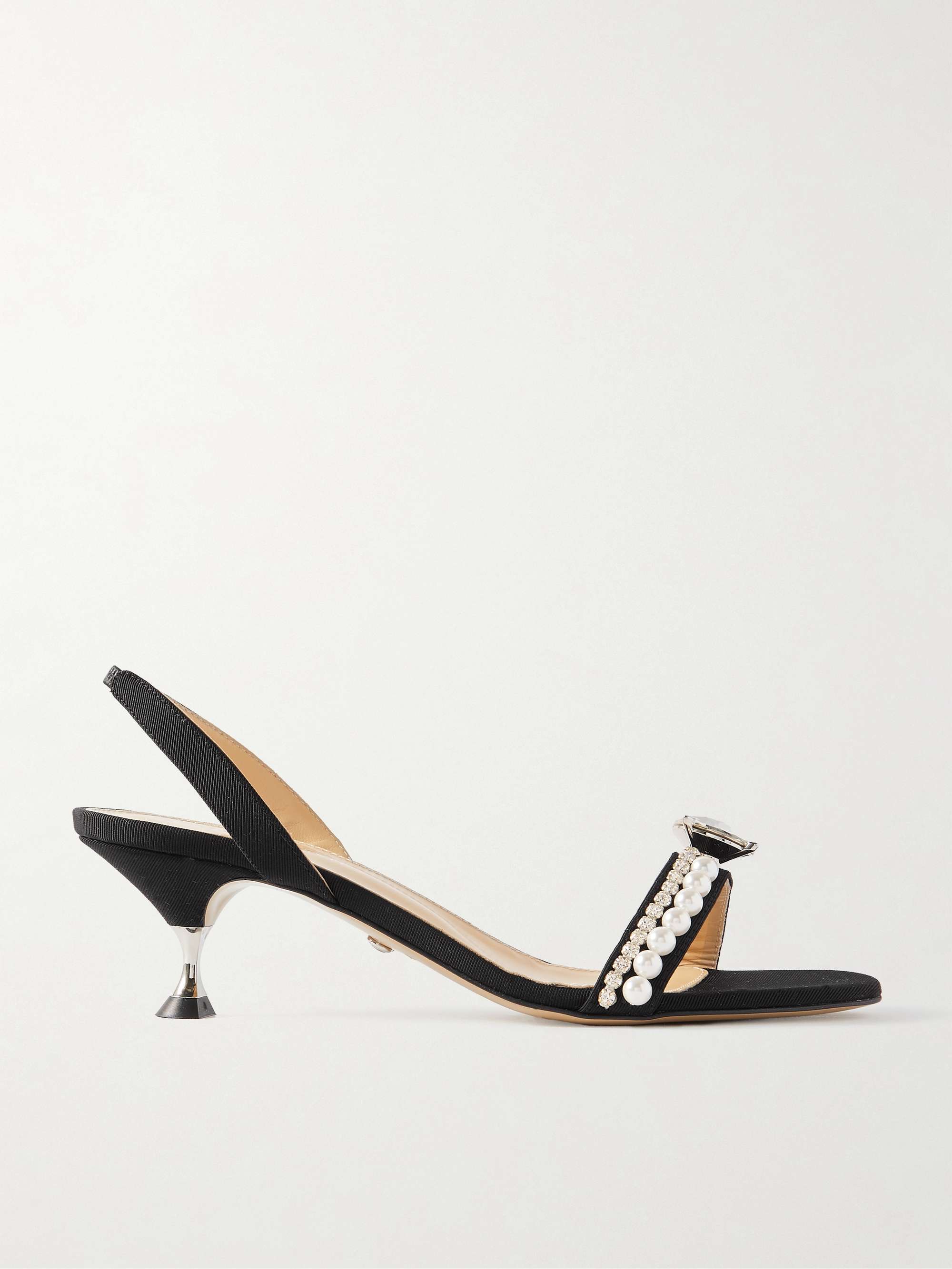 MACH & MACH Diamond of Elizabeth embellished faille slingback sandals ...