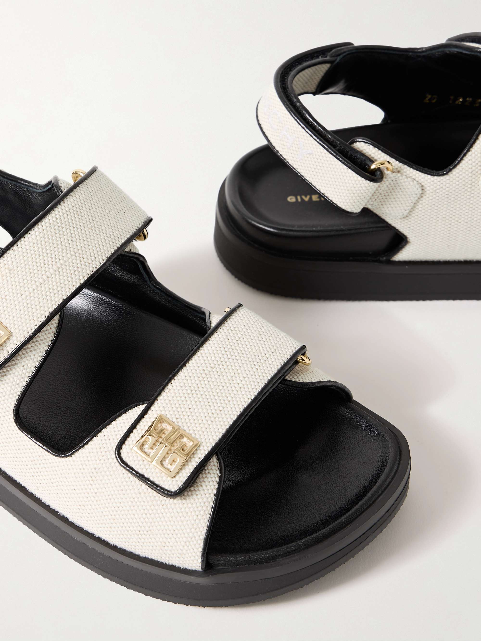 GIVENCHY 4G logo-embellished leather-trimmed canvas sandals | NET-A-PORTER