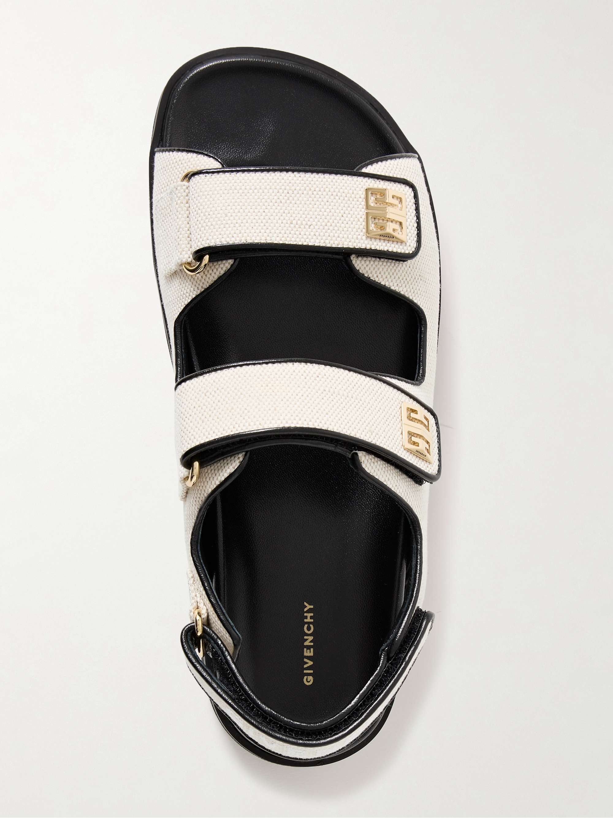 GIVENCHY 4G logo-embellished leather-trimmed canvas sandals | NET-A-PORTER