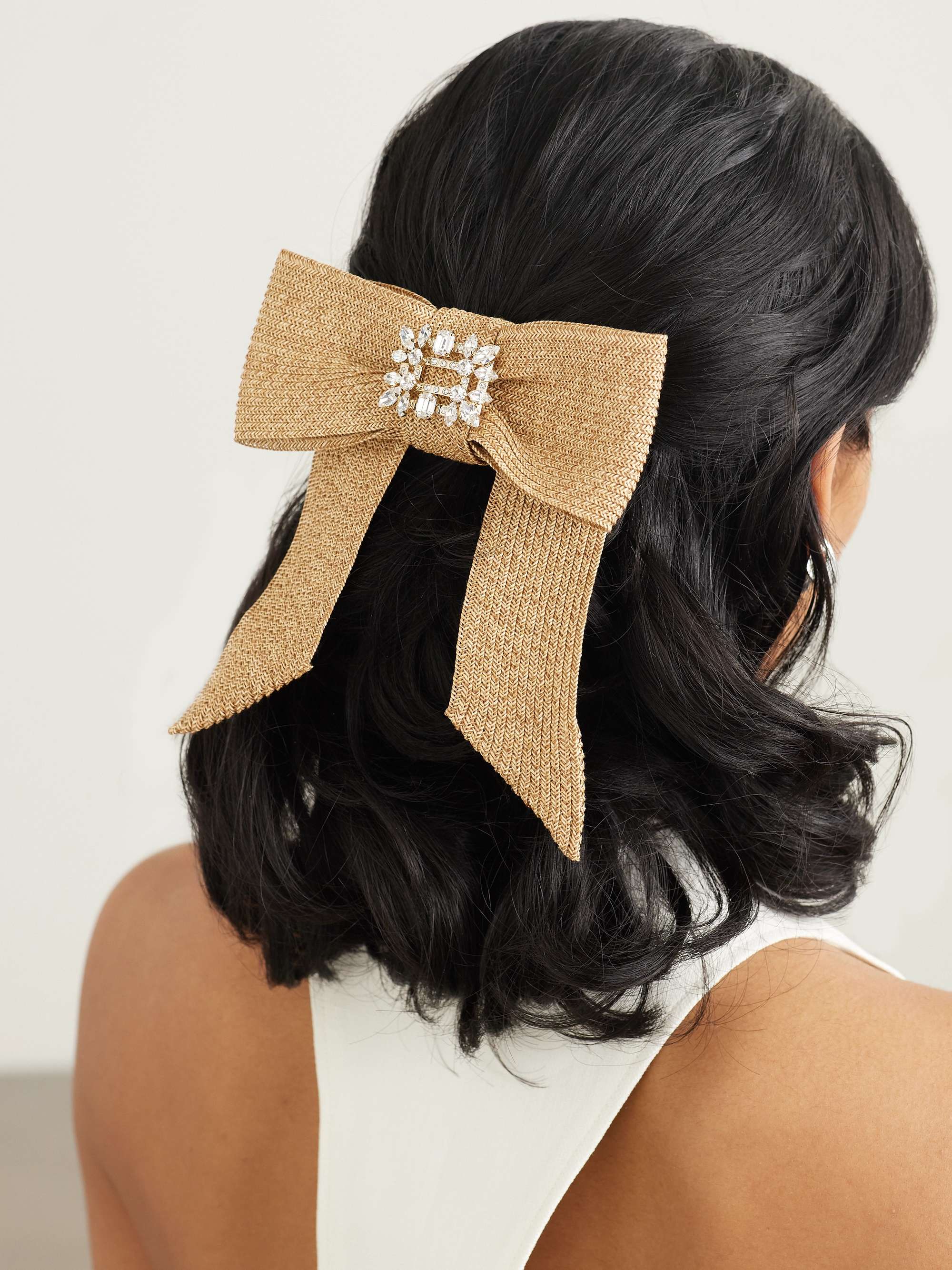ROGER VIVIER Broche Vivier crystal-embellished raffia hair clip | NET-A ...