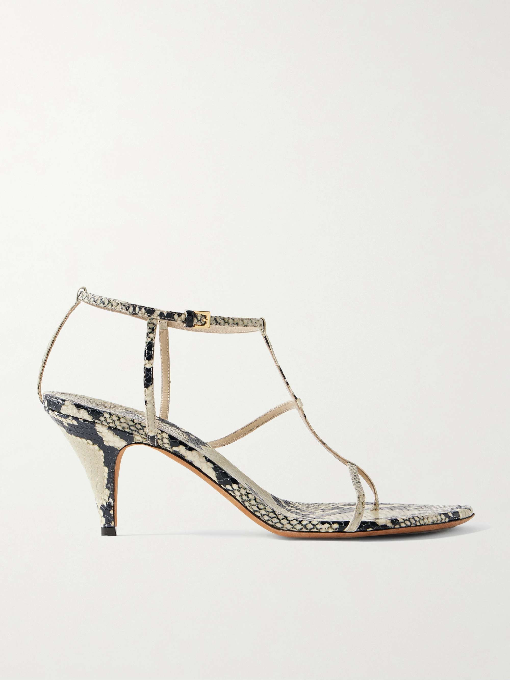 KHAITE Jones snake-effect leather sandals | NET-A-PORTER