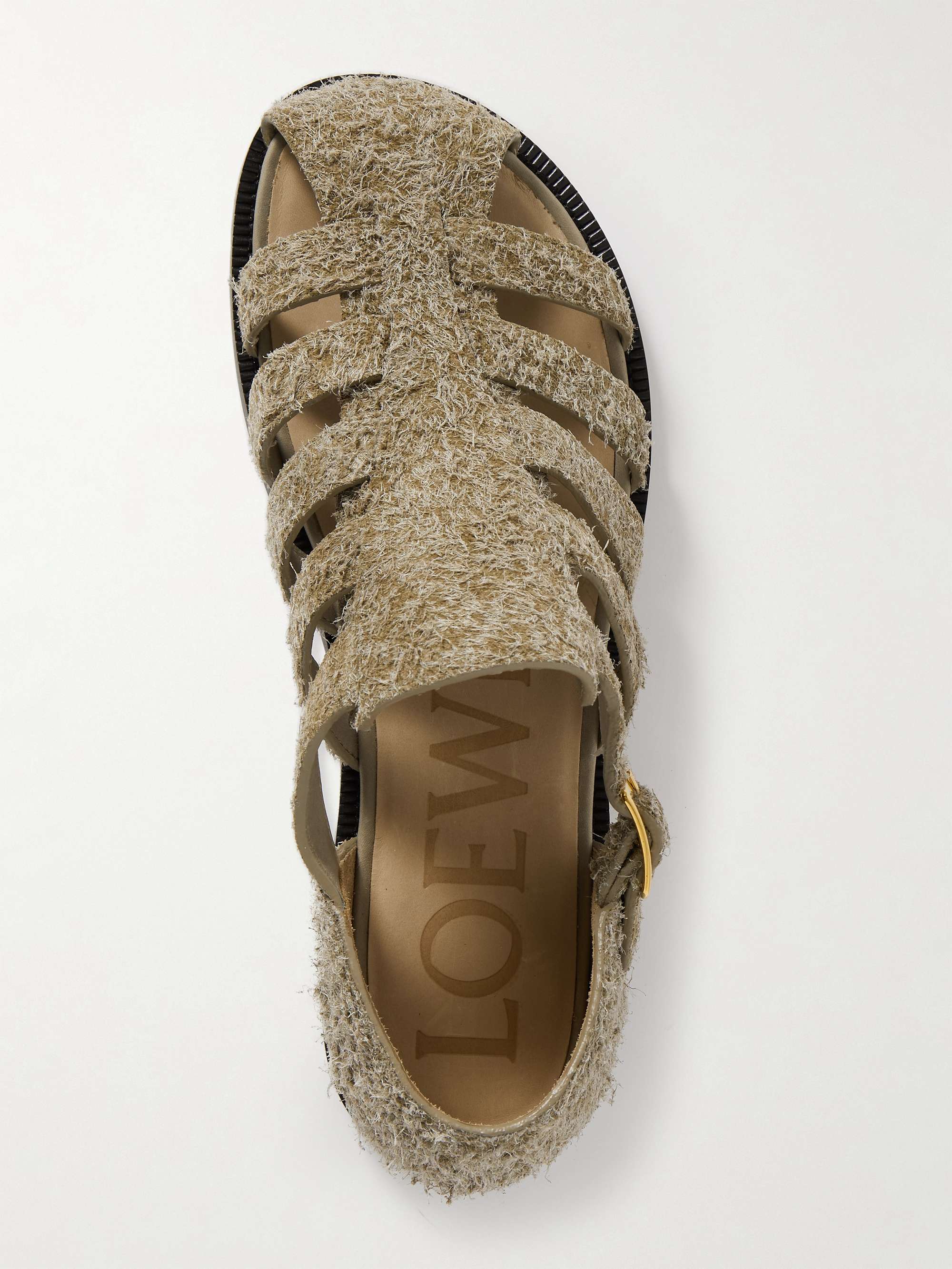 LOEWE Campo cutout brushed-suede sandals | NET-A-PORTER