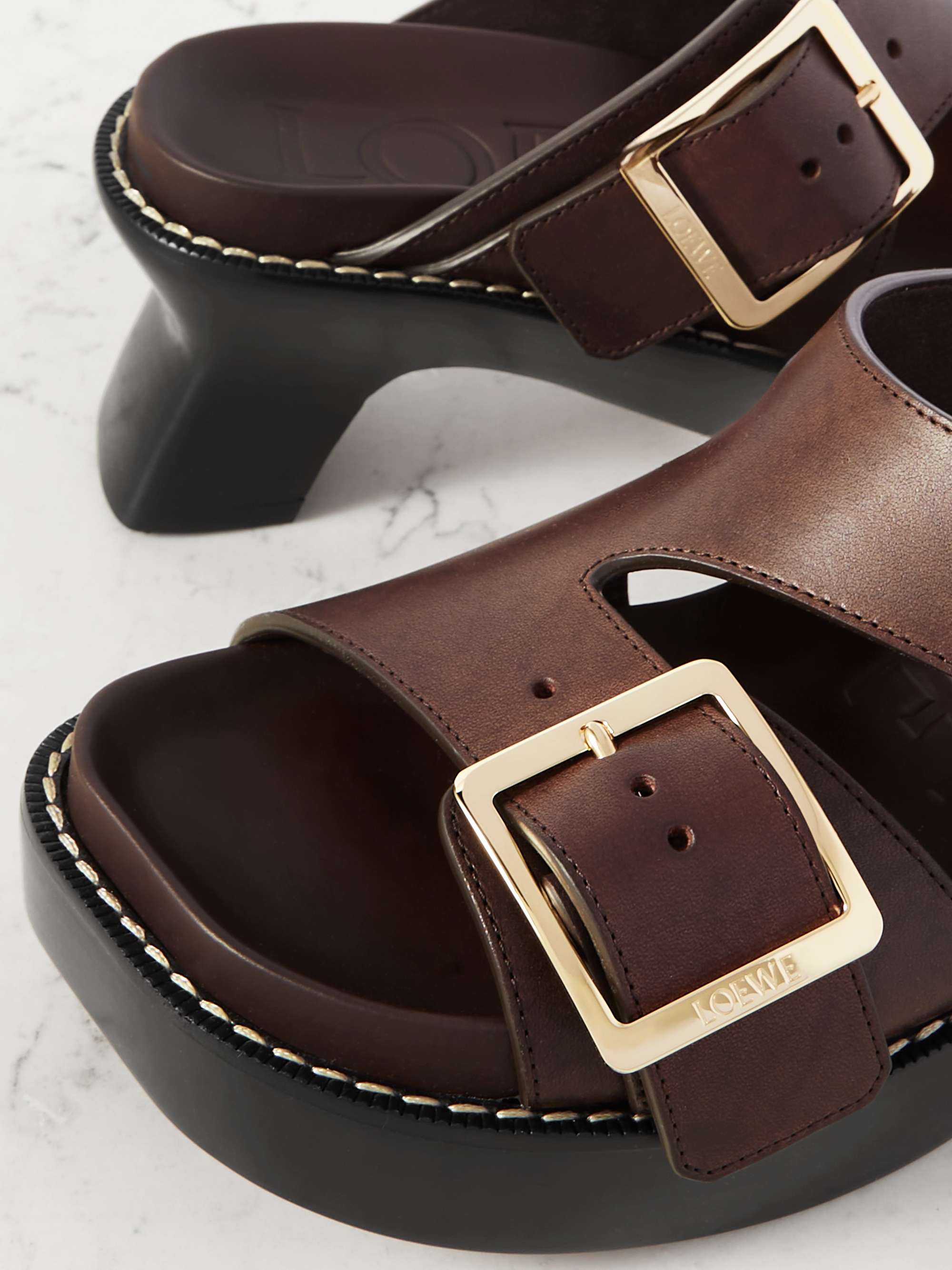 LOEWE Ease buckled leather mules | NET-A-PORTER