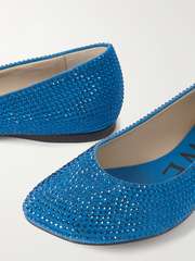 LOEWE Toy crystal-embellished suede ballet flats | NET-A-PORTER
