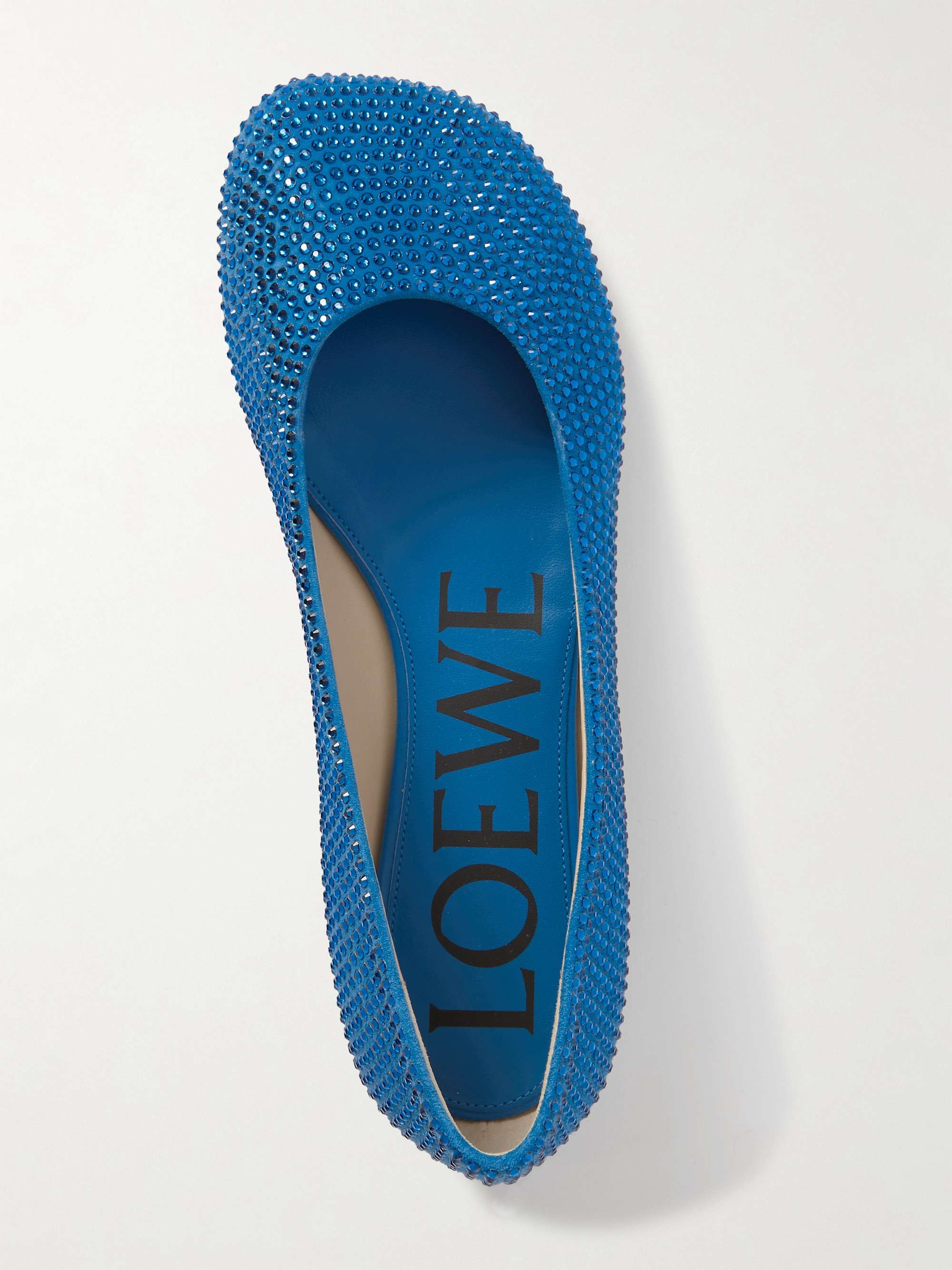 LOEWE Toy crystal-embellished suede ballet flats | NET-A-PORTER