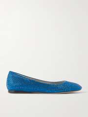 LOEWE Toy crystal-embellished suede ballet flats | NET-A-PORTER