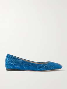 LOEWE Toy crystal-embellished suede ballet flats | NET-A-PORTER