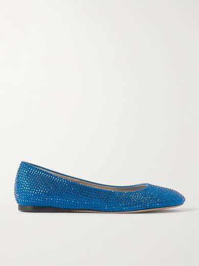 LOEWE Toy crystal-embellished suede ballet flats | NET-A-PORTER