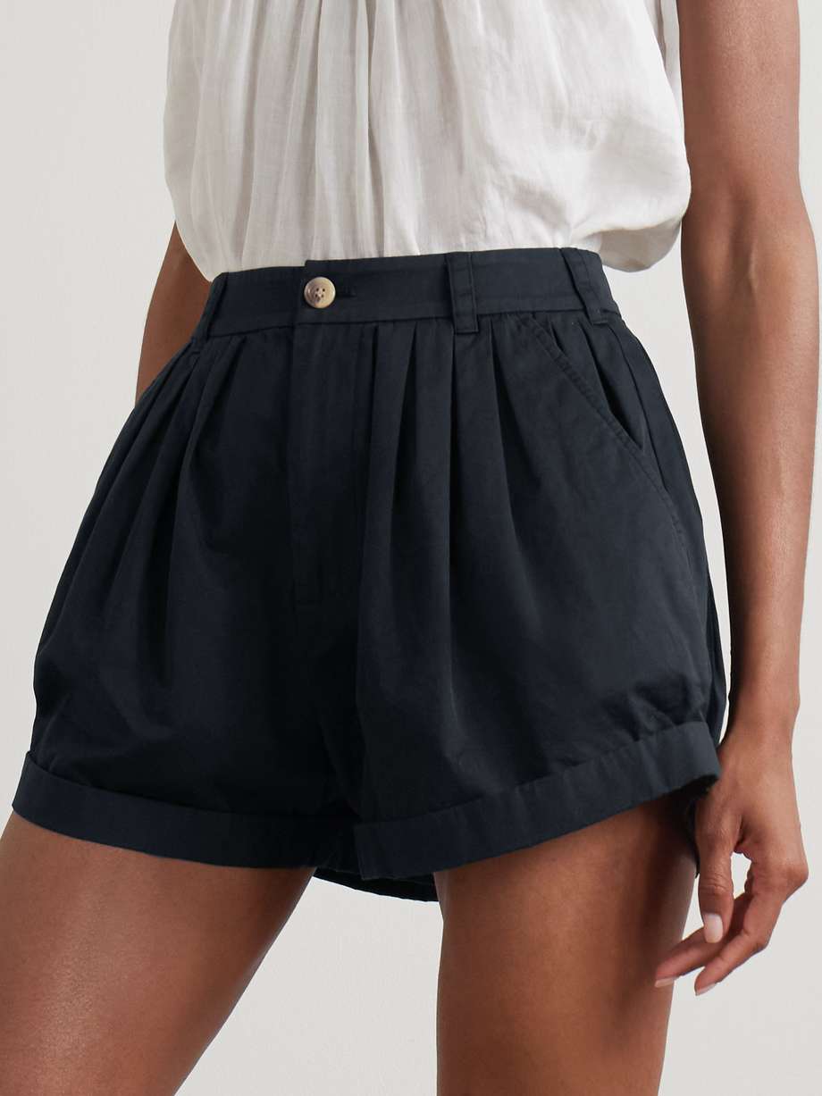 DÔEN Paige pleated organic cotton-poplin shorts | NET-A-PORTER