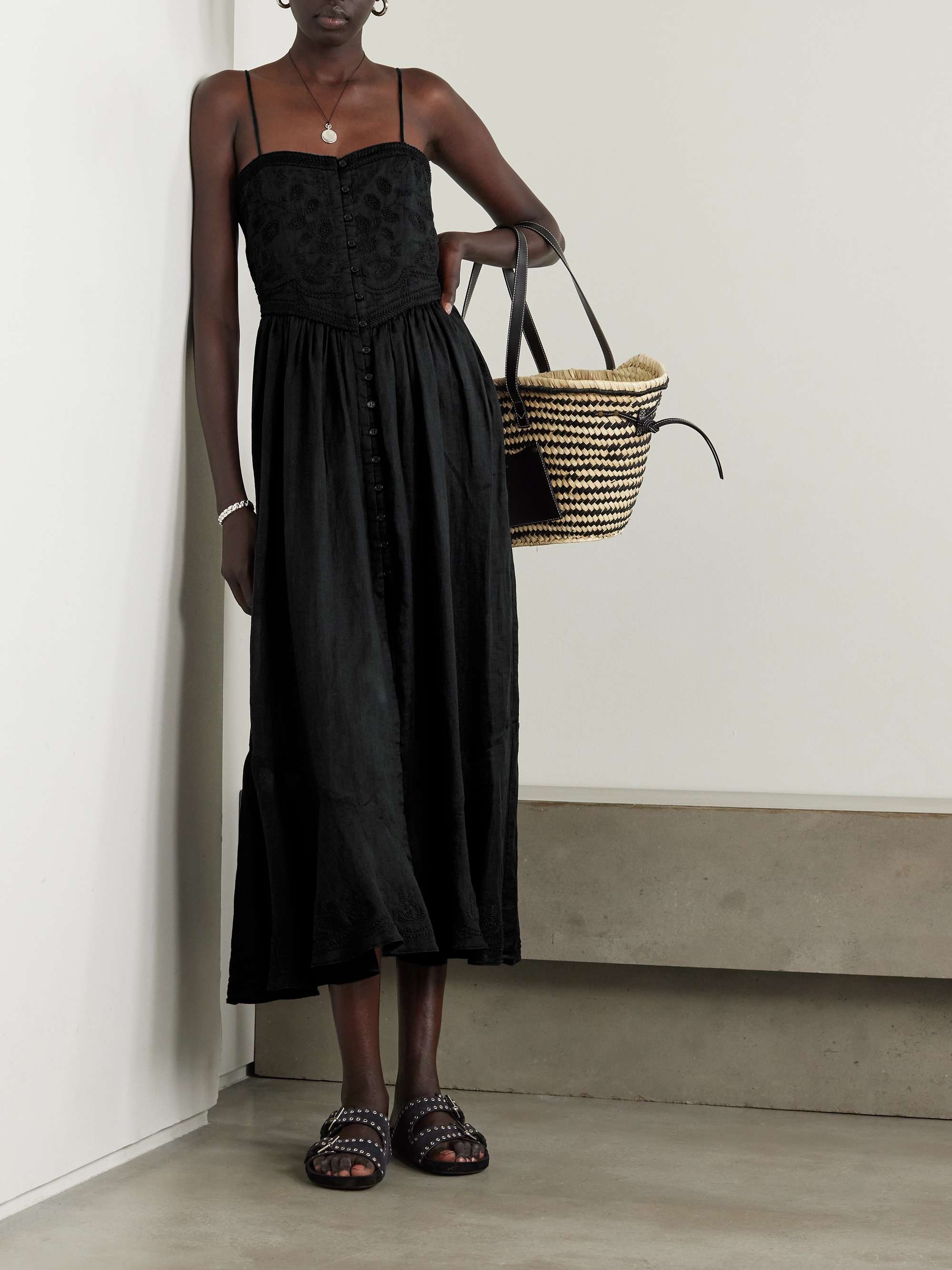 ISABEL MARANT Erika embroidered ramie midi dress | NET-A-PORTER