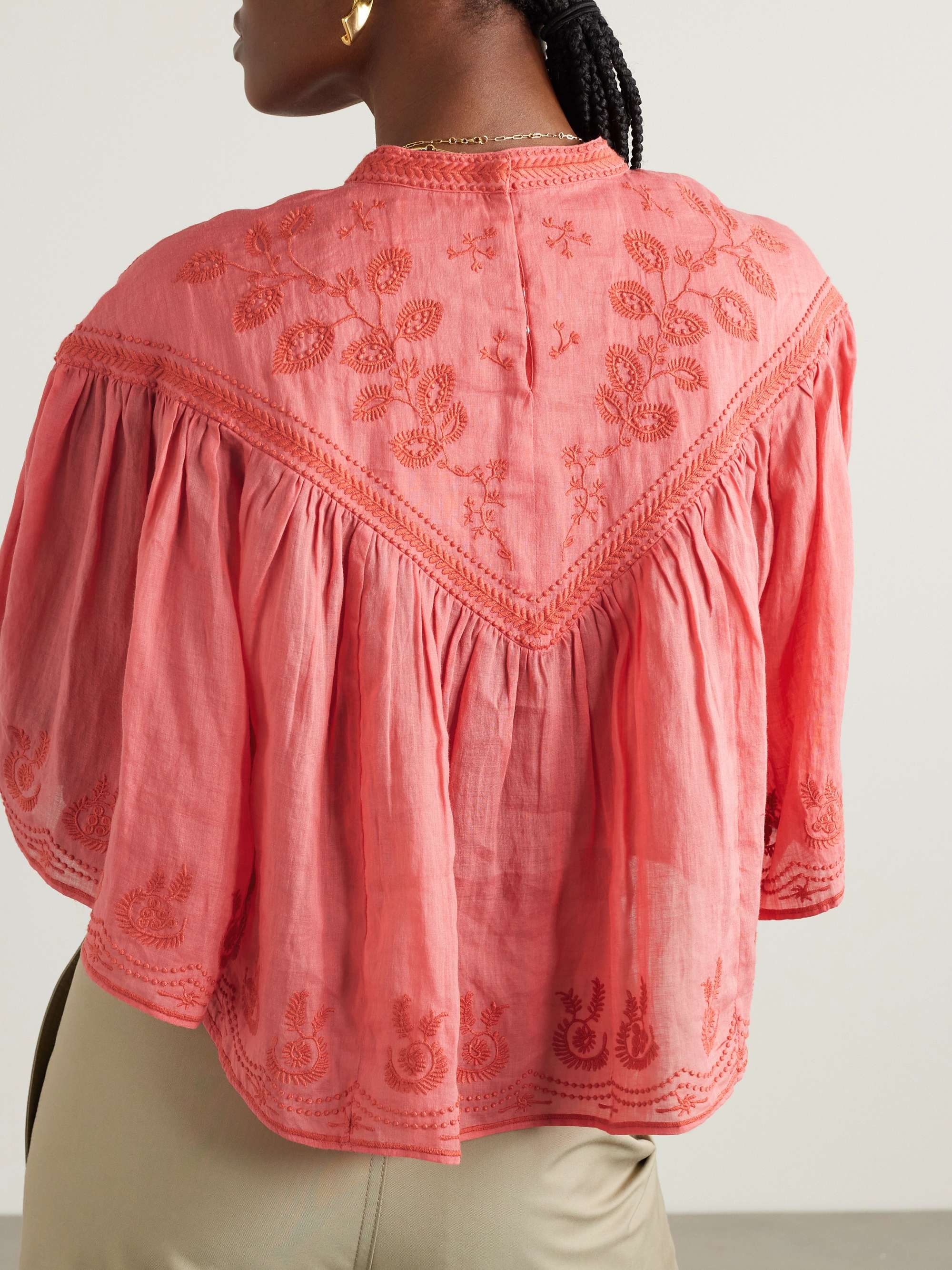 ISABEL MARANT Elodia embroidered ramie blouse | NET-A-PORTER