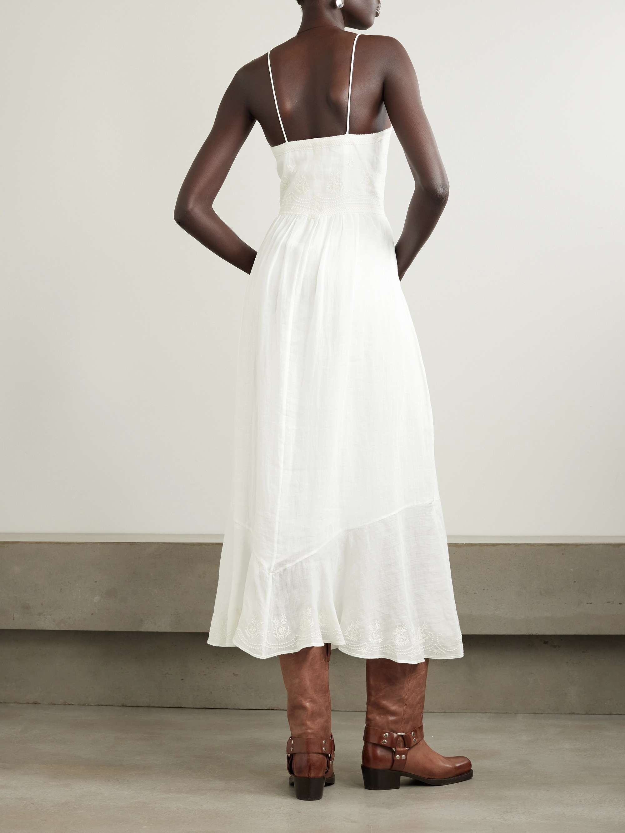 ISABEL MARANT Erika embroidered ramie midi dress | NET-A-PORTER