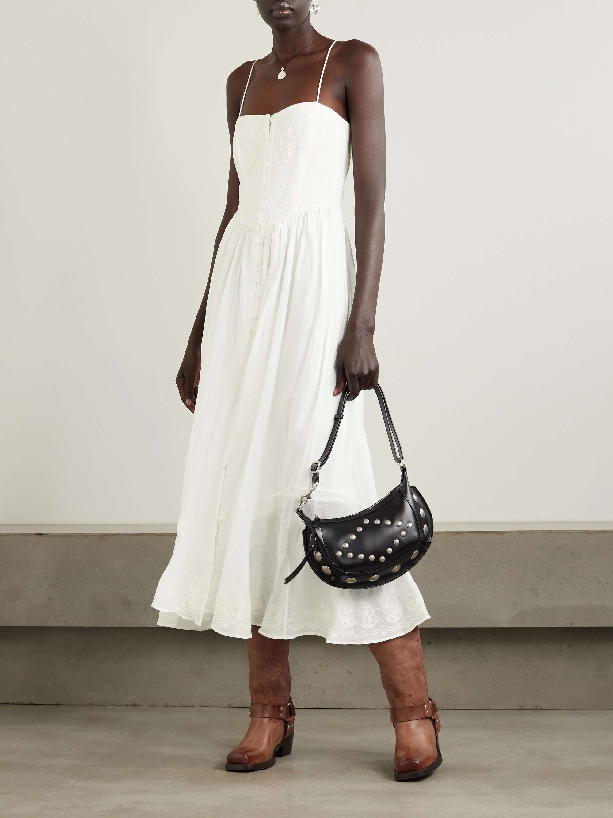 ISABEL MARANT Erika embroidered ramie midi dress | NET-A-PORTER