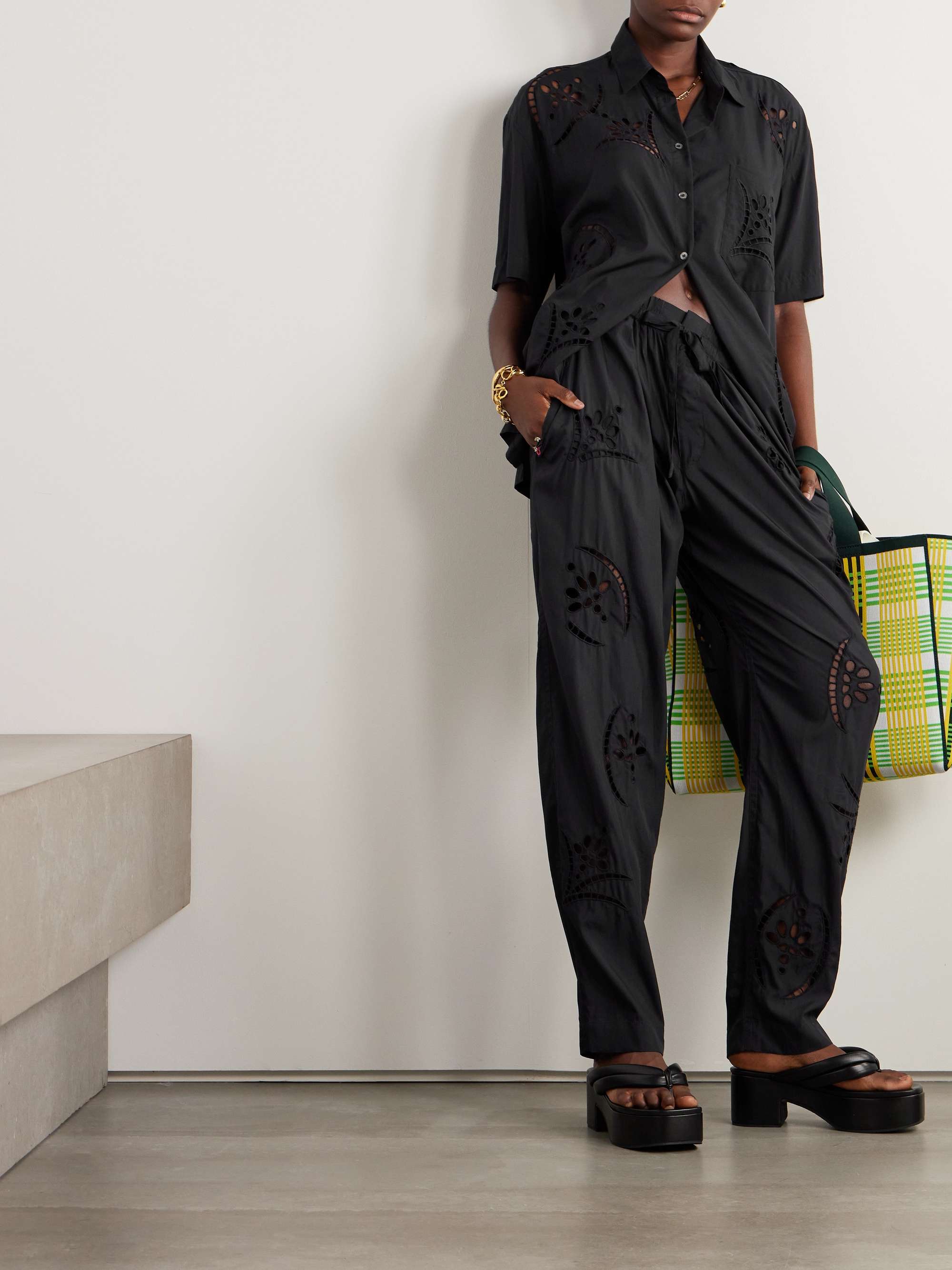 ISABEL MARANT Hectorina broderie anglaise modal-blend wide-leg pants ...