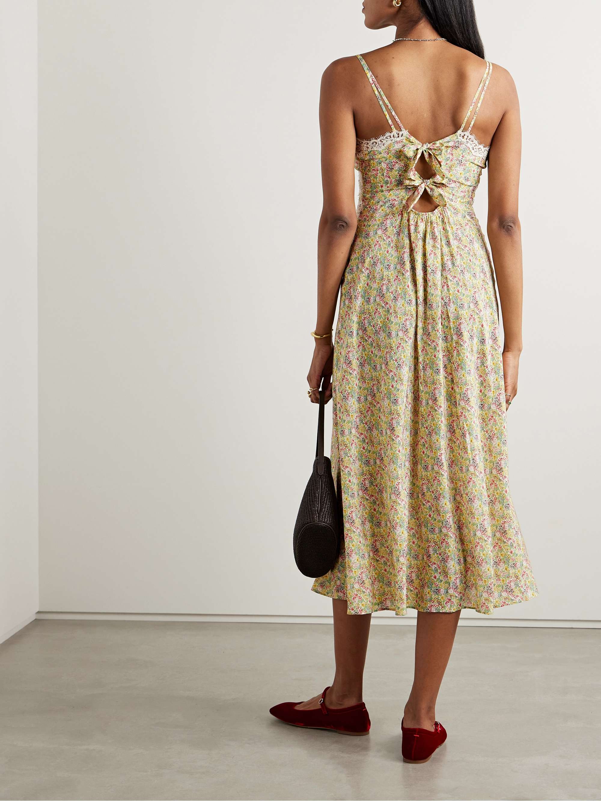 Venus corded lace-trimmed floral-print silk-crepe midi dress DÔEN da donna | NET-A-PORTER