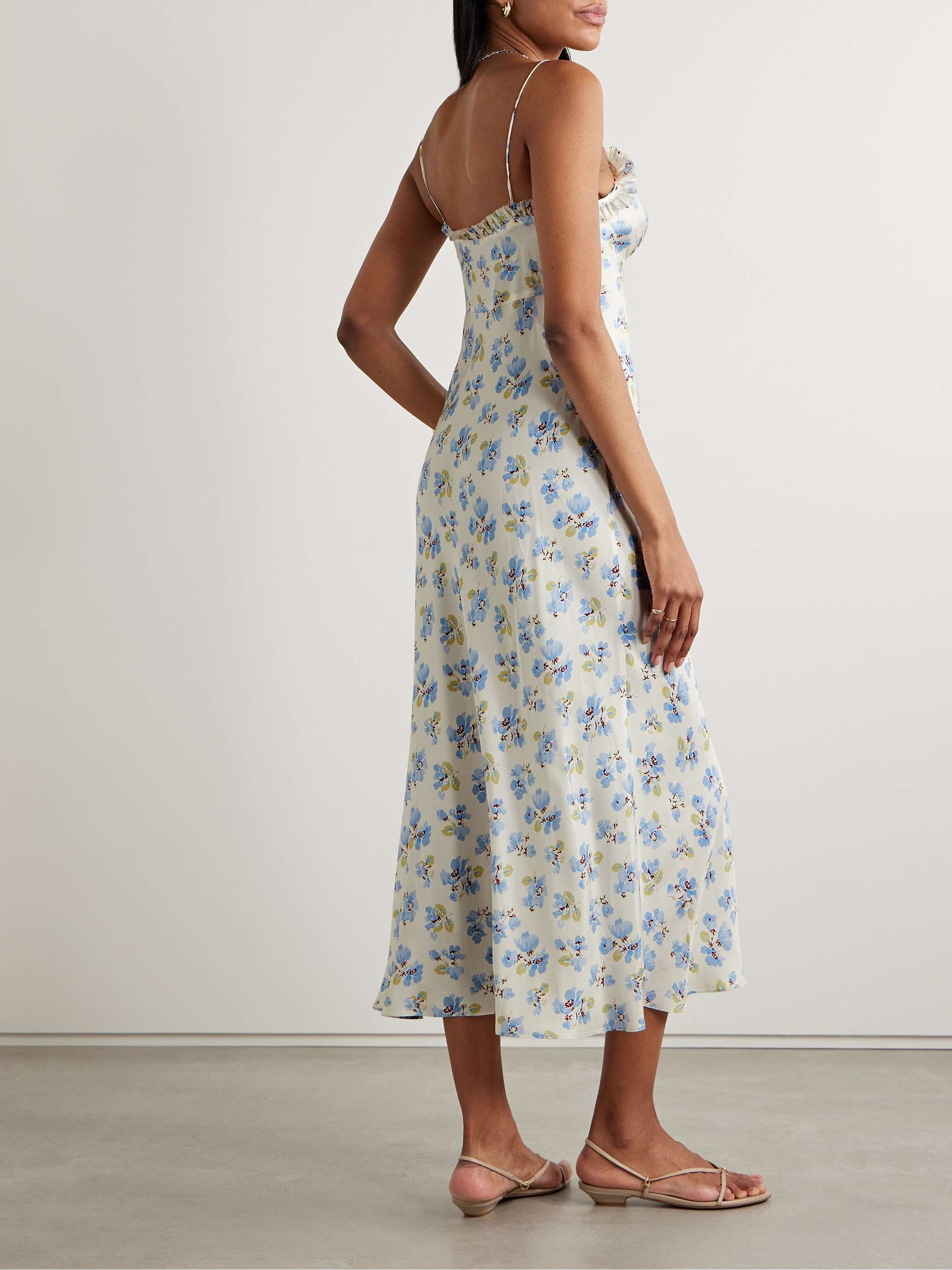 DÔEN Sandia ruffled floral-print silk-blend twill midi dress | NET-A-PORTER