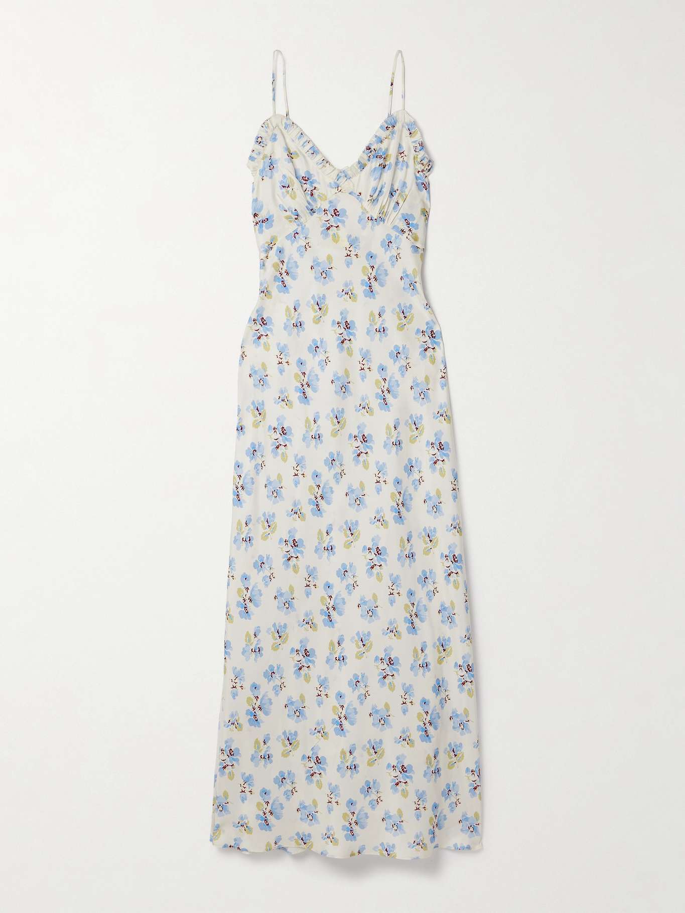 DÔEN Sandia ruffled floral-print silk-blend twill midi dress | NET-A-PORTER