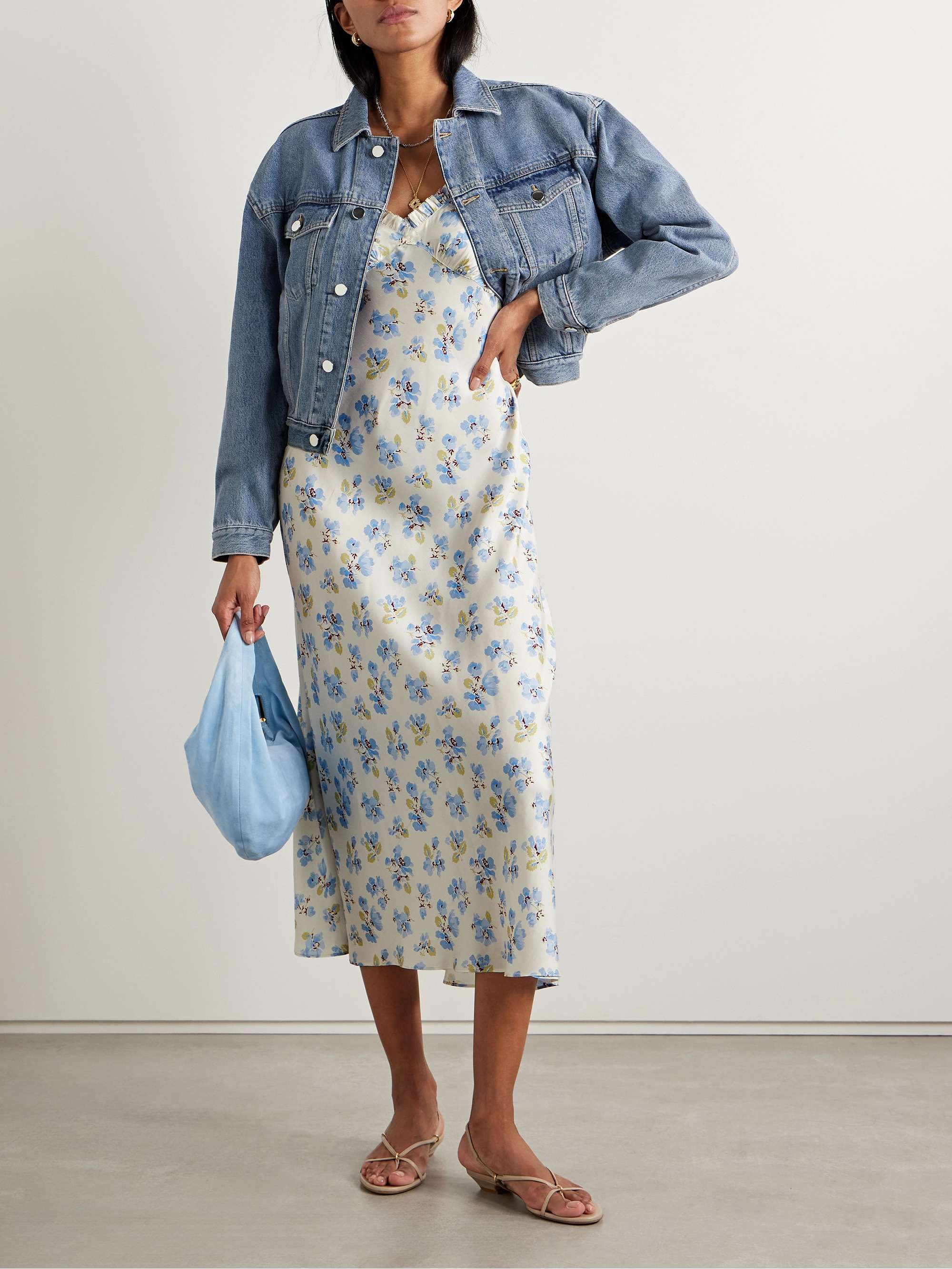 DÔEN Sandia ruffled floral-print silk-blend twill midi dress | NET-A-PORTER