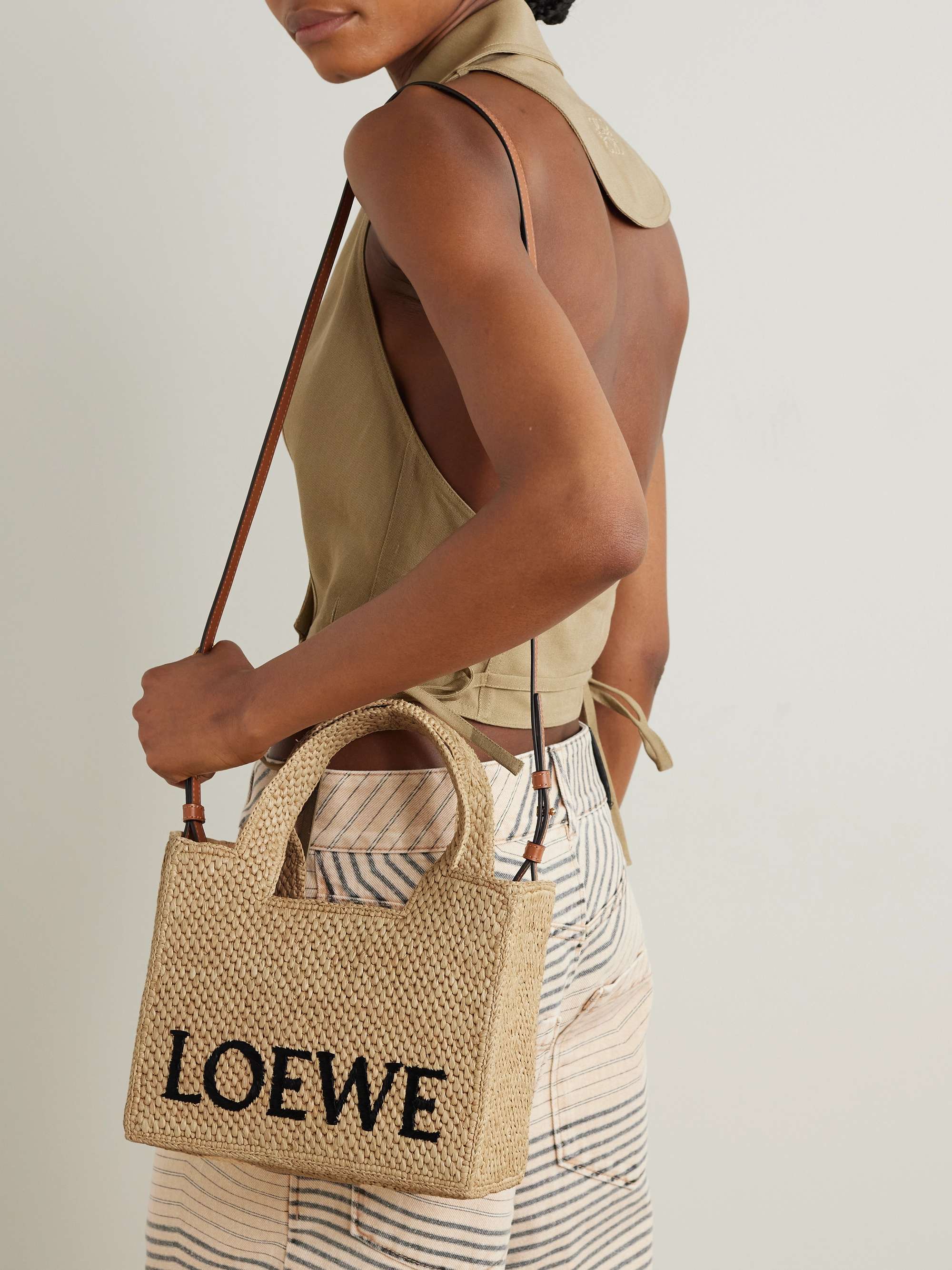 LOEWE + Paula's Ibiza embroidered raffia tote | NET-A-PORTER