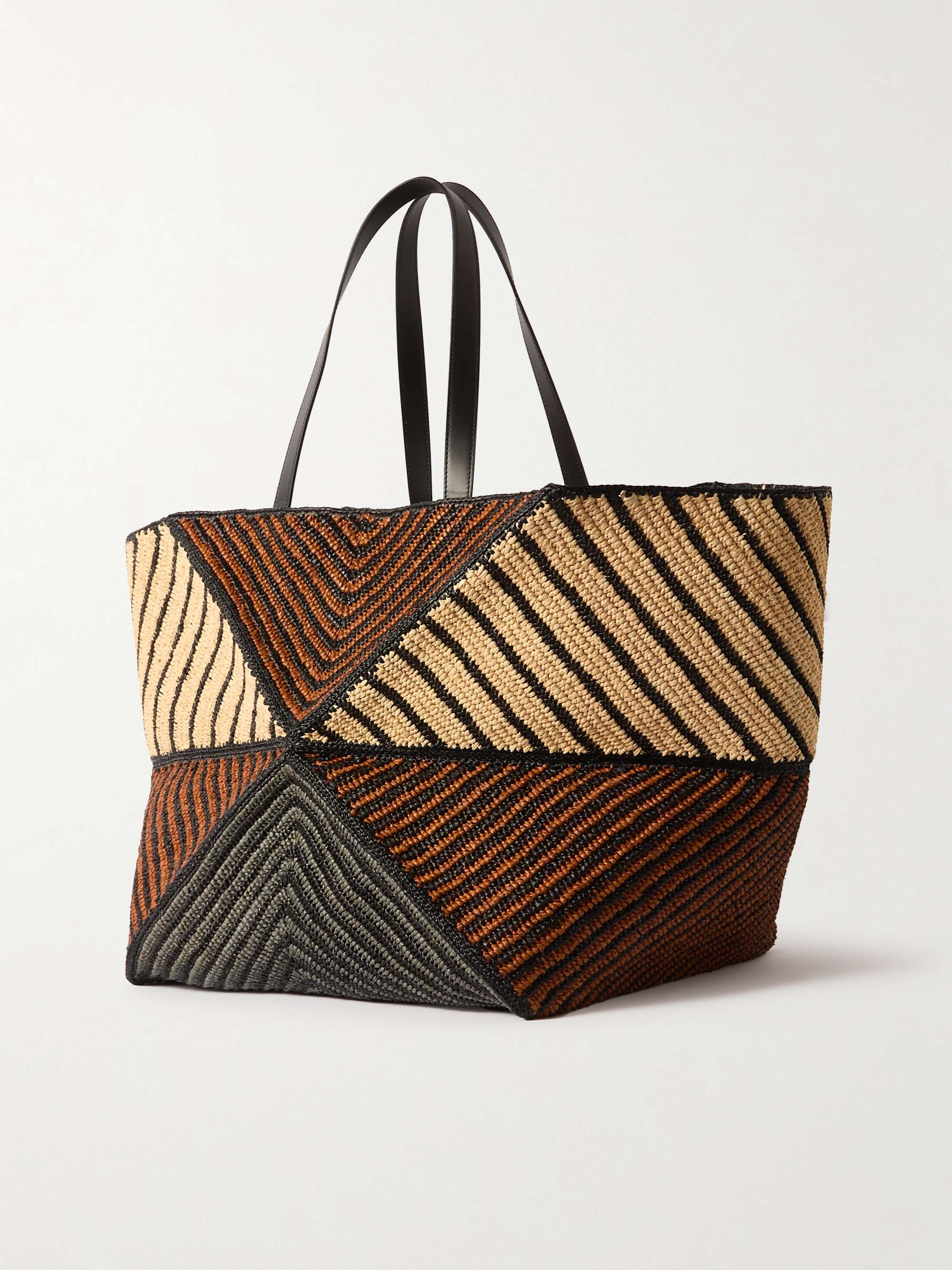 LOEWE + Paula's Ibiza Puzzle Fold XL leather-trimmed raffia tote bag ...
