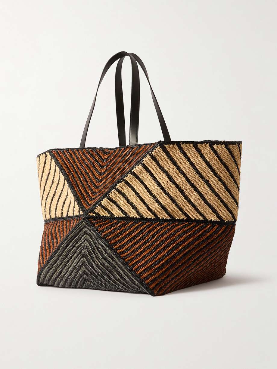 LOEWE + Paula's Ibiza Puzzle Fold XL leather-trimmed raffia tote bag ...